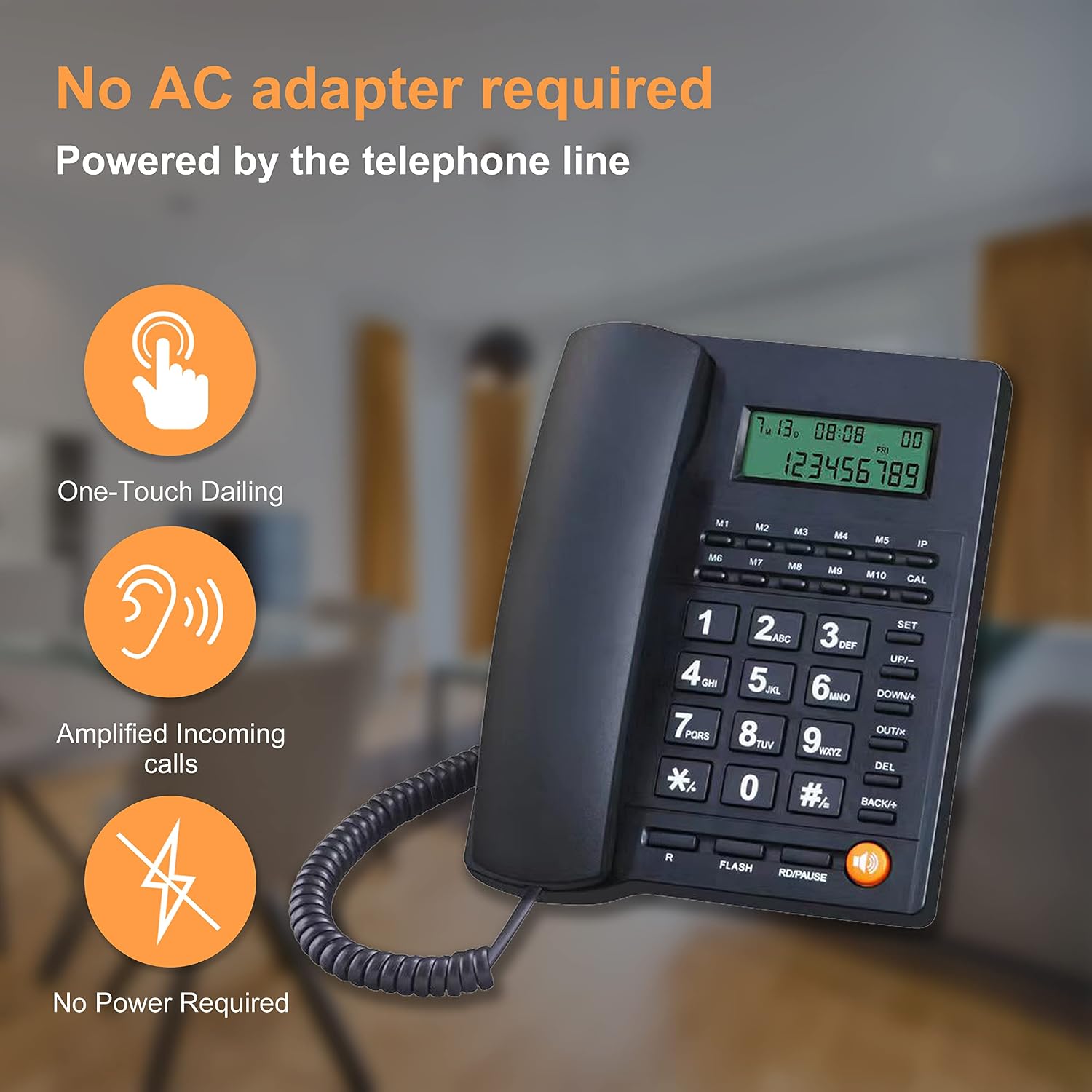 Adjustable Volume Hands-Free Corded Landline Phone Philippines | Ubuy