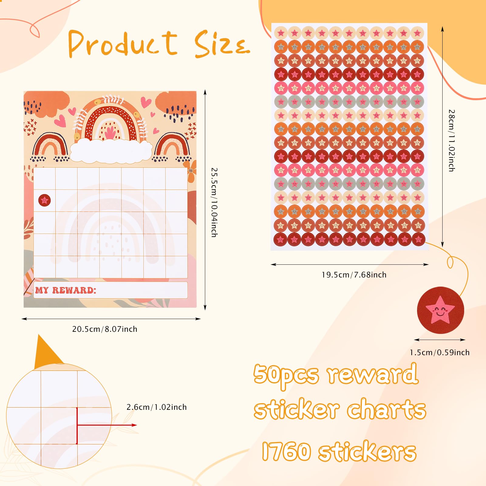 Buy Jspupifip 50 Pack Reward Sticker Chart for Kids, 1760 Star Sticker ...