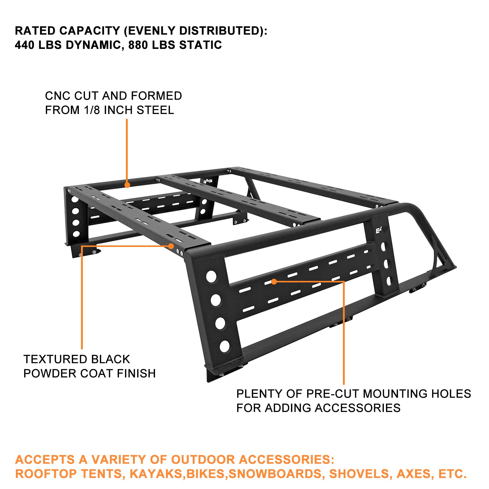 Hooke Road F150 Overland Bed Rack Compatible with Ford F-150 & Raptor ...