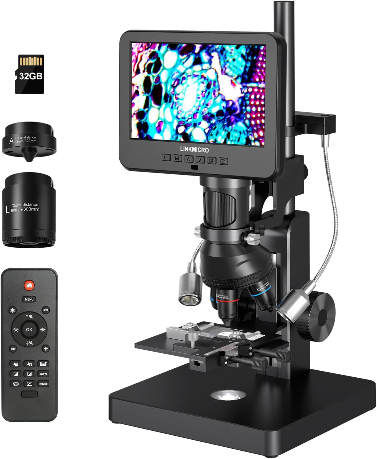 Amazon.com : LINKMICRO LM266S 5 Lens HDMI Digital Microscope 5000X for ...
