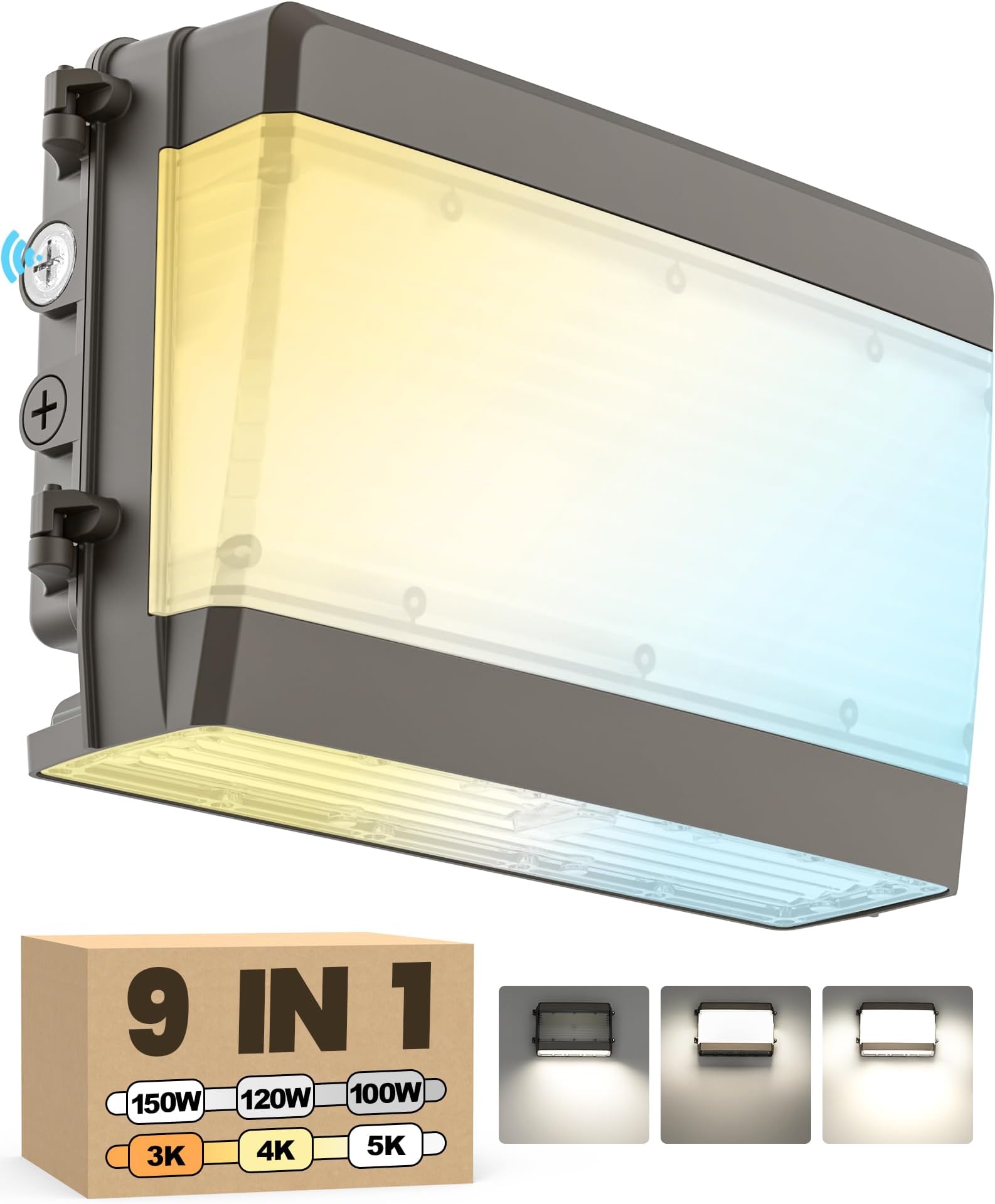 YARBO 2-in-1 Full & Semi Cutoff LED Wall Pack, 150W 120W 100W & 3000K ...