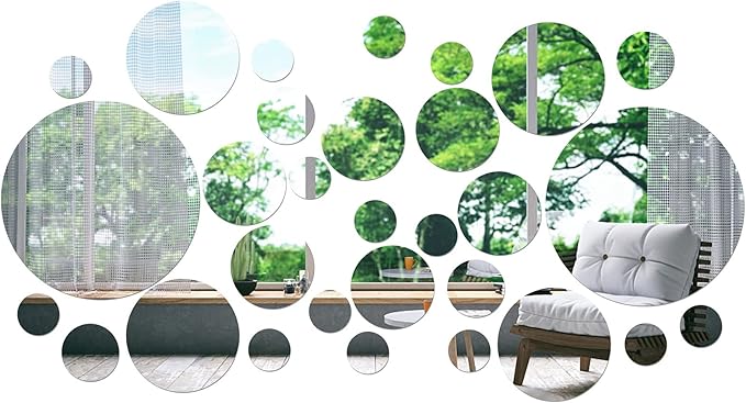 Skisneostype 30 Pieces Round Mirror Wall Stickers DIY Mirror Wall ...