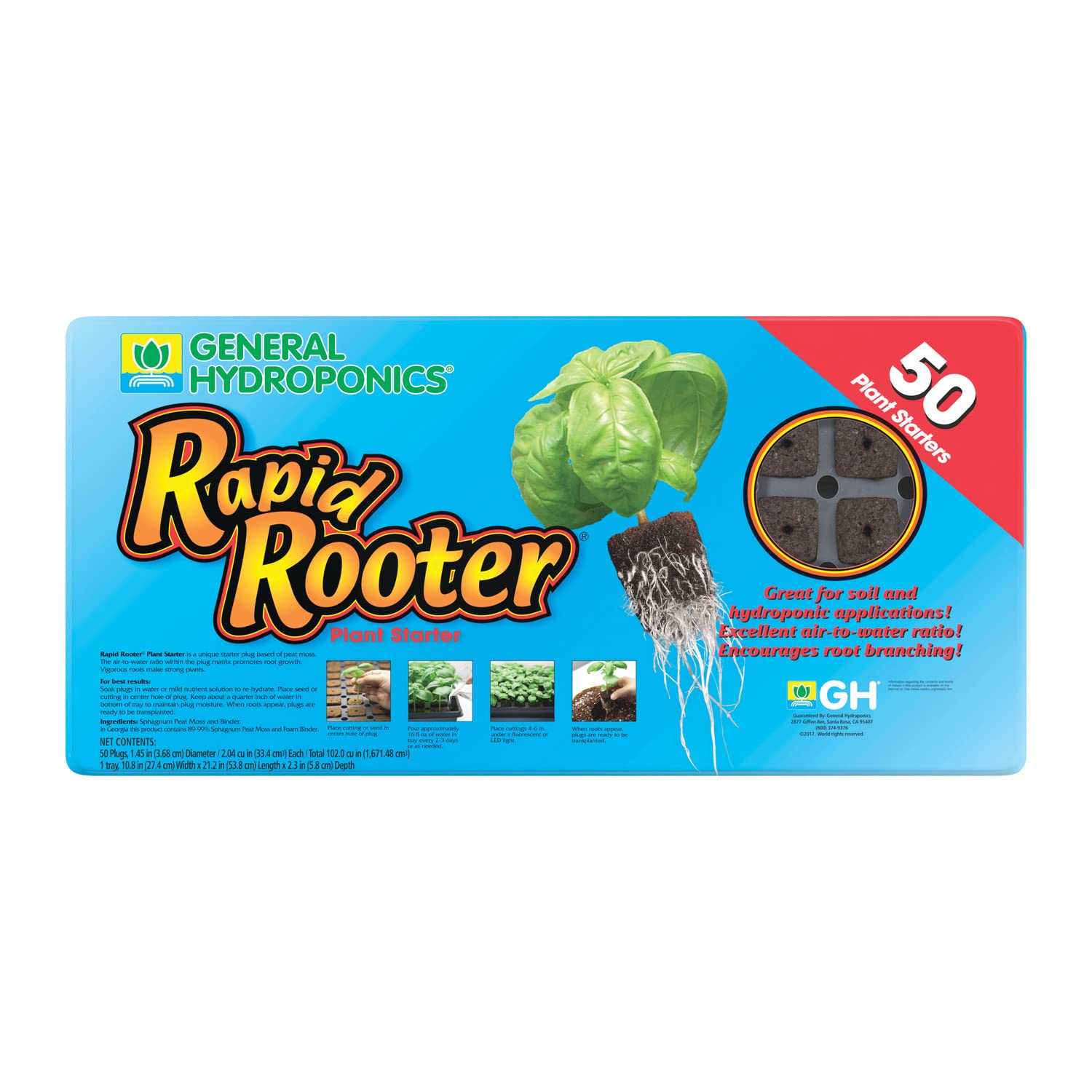General Hydroponics Rapid Rooter Tray, 50 cell tray & plugs Outdoor ...