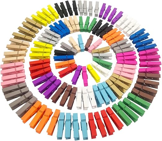 Amazon.com: (Pack of 128) Mini Wooden Colored clothespins,16 coloers ...