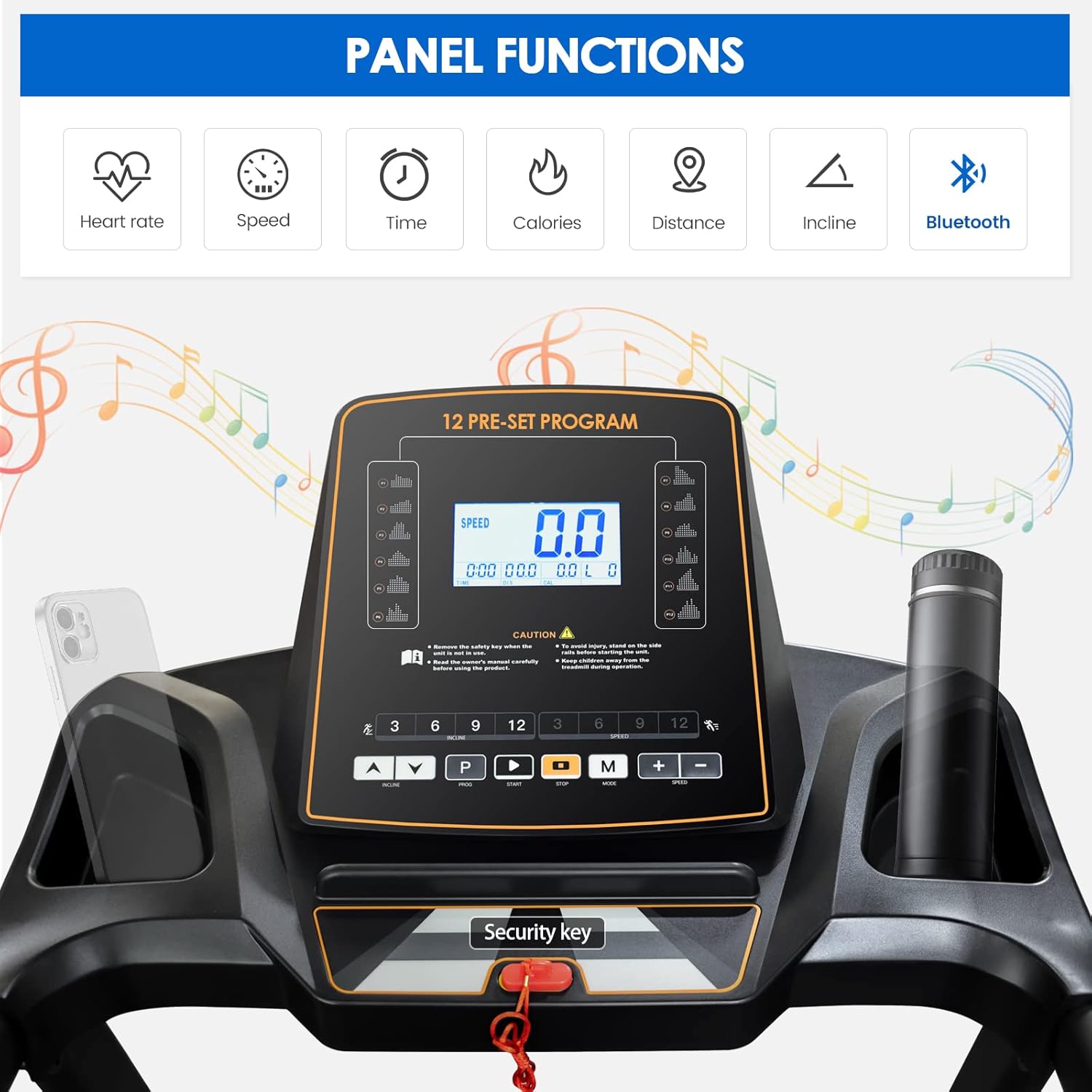 Treadmill with InclineFolding Treadmill4-Speed Automatic Adjustment of ...