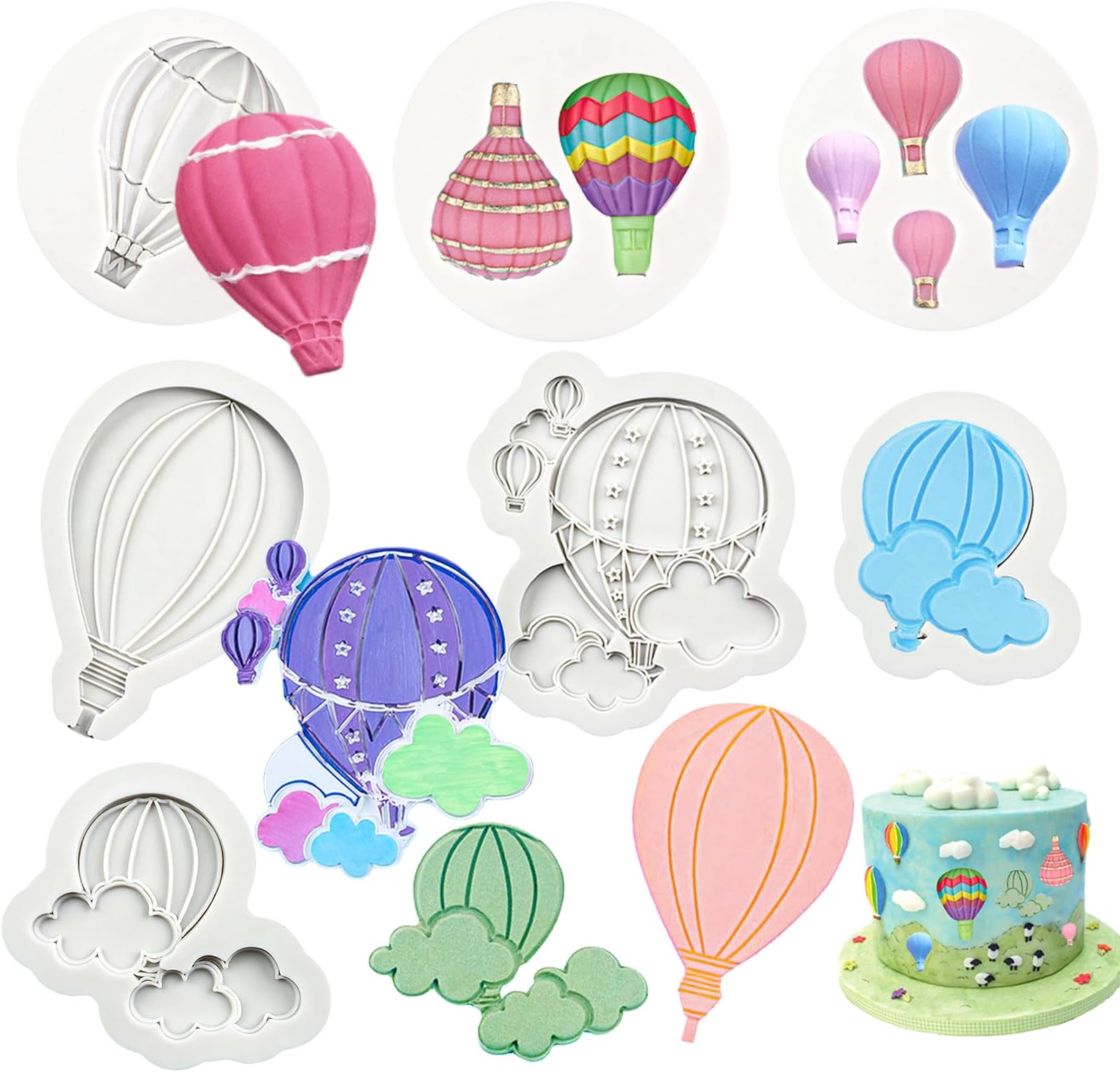 Amazon.com: Tiuyzsle 3pcs/Set Hot Air Balloon Silicone Mold Fondant ...