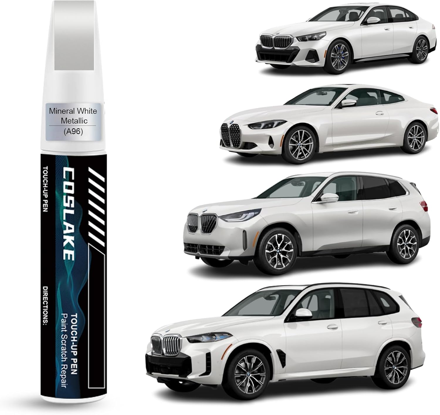 Amazon.com: COSLAKE Car Touch Up Paint(Mineral White Metallic(A96)) for ...
