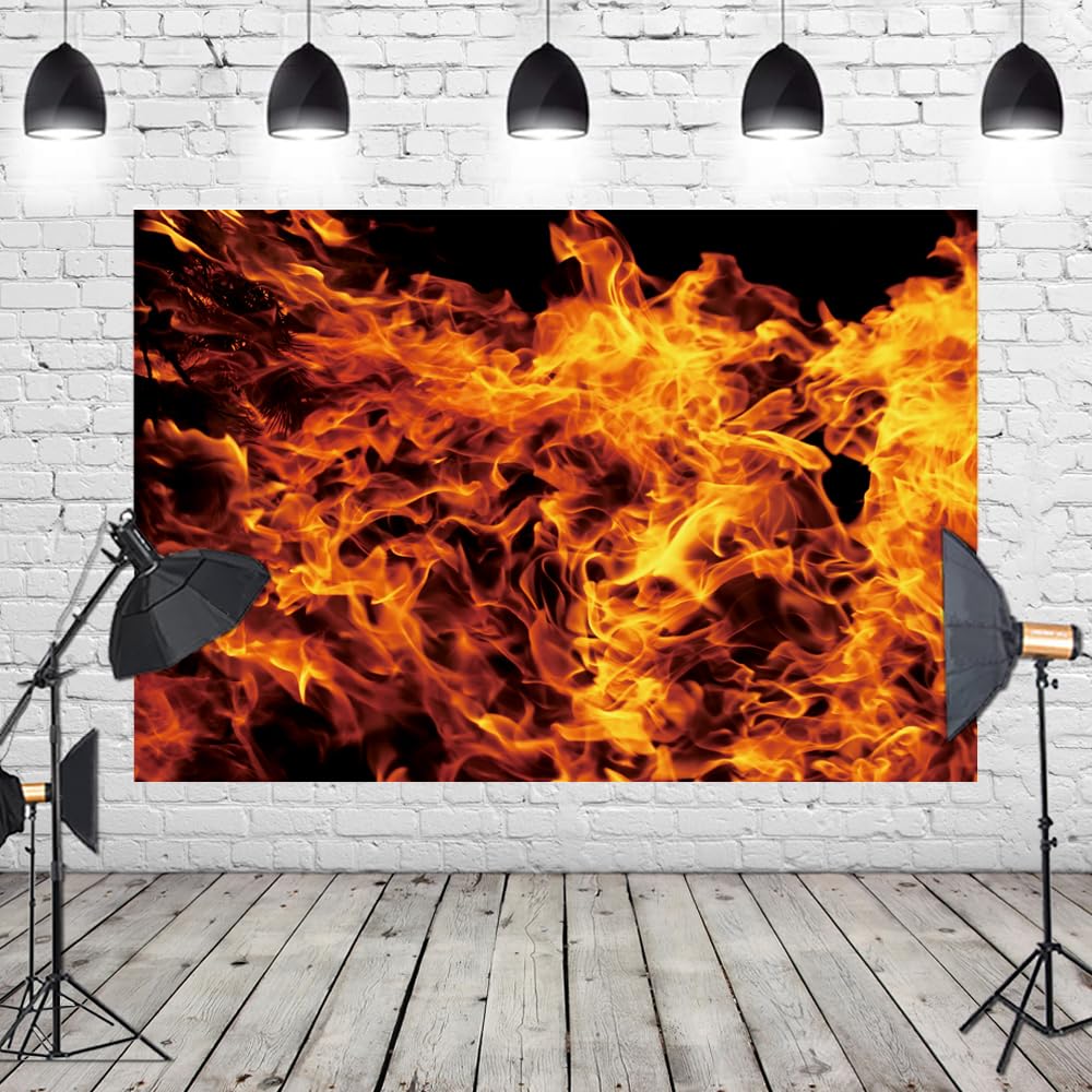 Amazon.com : Raging Fire Backdrop Flame Wallpaper Decor Passion Black ...