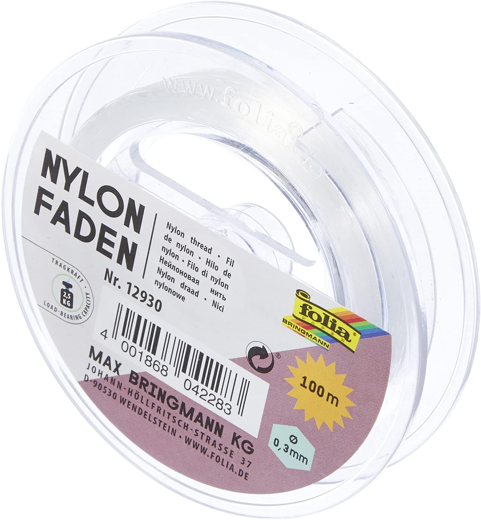 Efco Fil Polyamide, Transparent, Résistance de 40 kg, 1 mm de diamètre ...