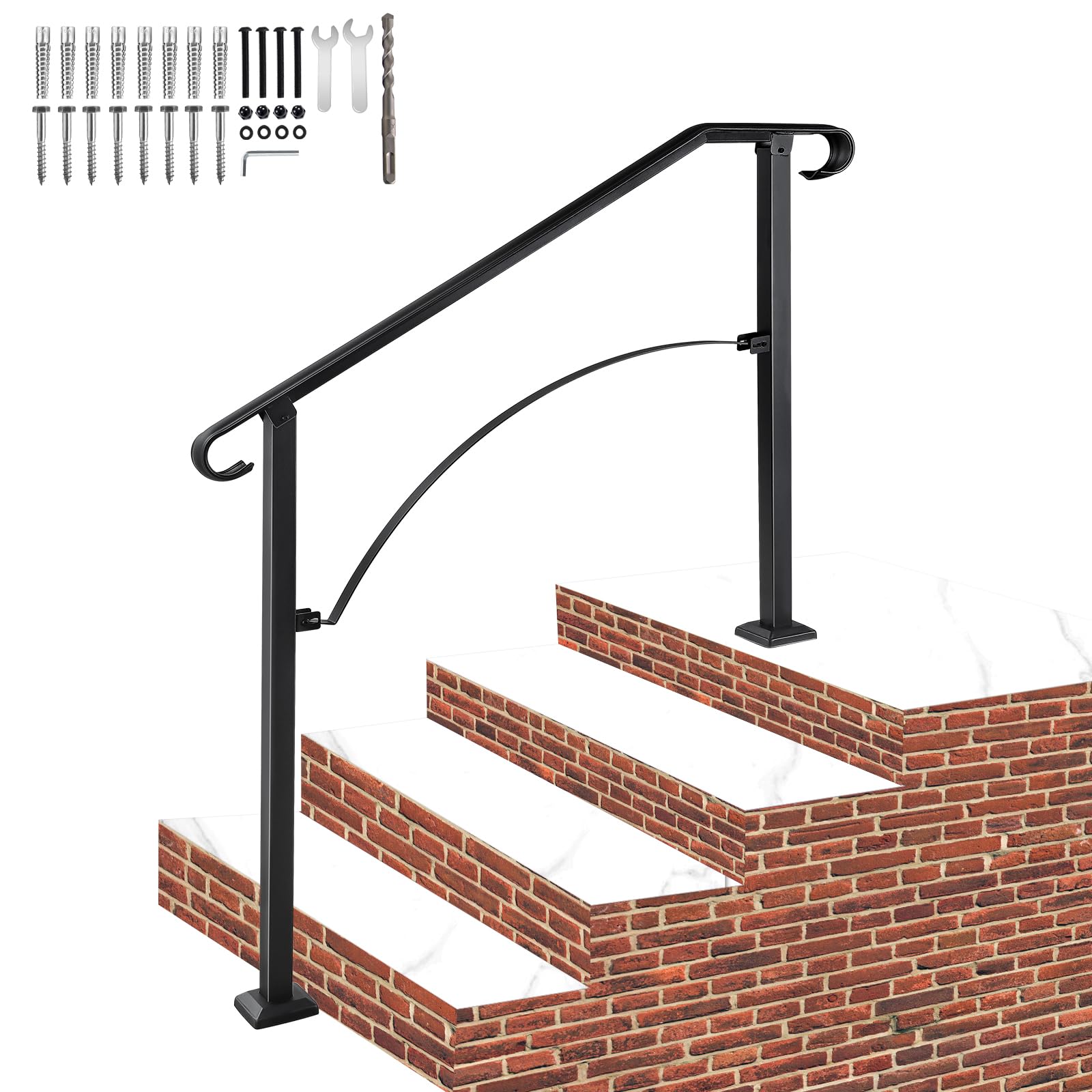 Migoda Handrails for Outdoor Steps 3-4 Step Metal Porch Railings with ...