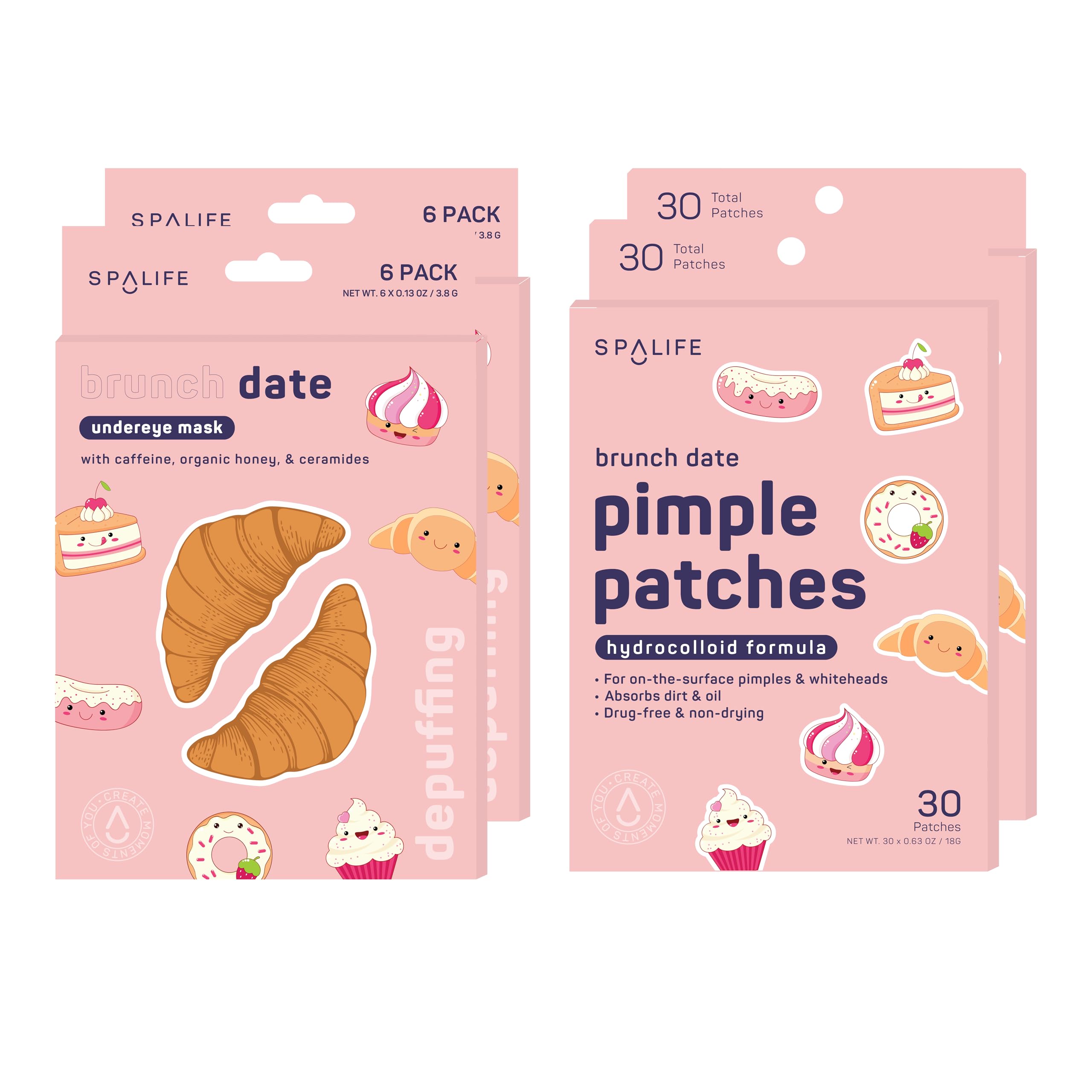 Amazon.com : SpaLife BRUNCH DATE UNDEREYE MASK & PIMPLE PATCH DUO ...