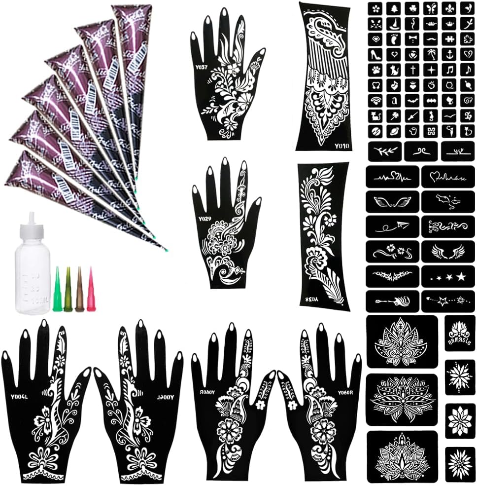 Amazon.com : 11 Sheets total 84 Tattoo Patterns, 6 Pcs 3 Color (Brown ...