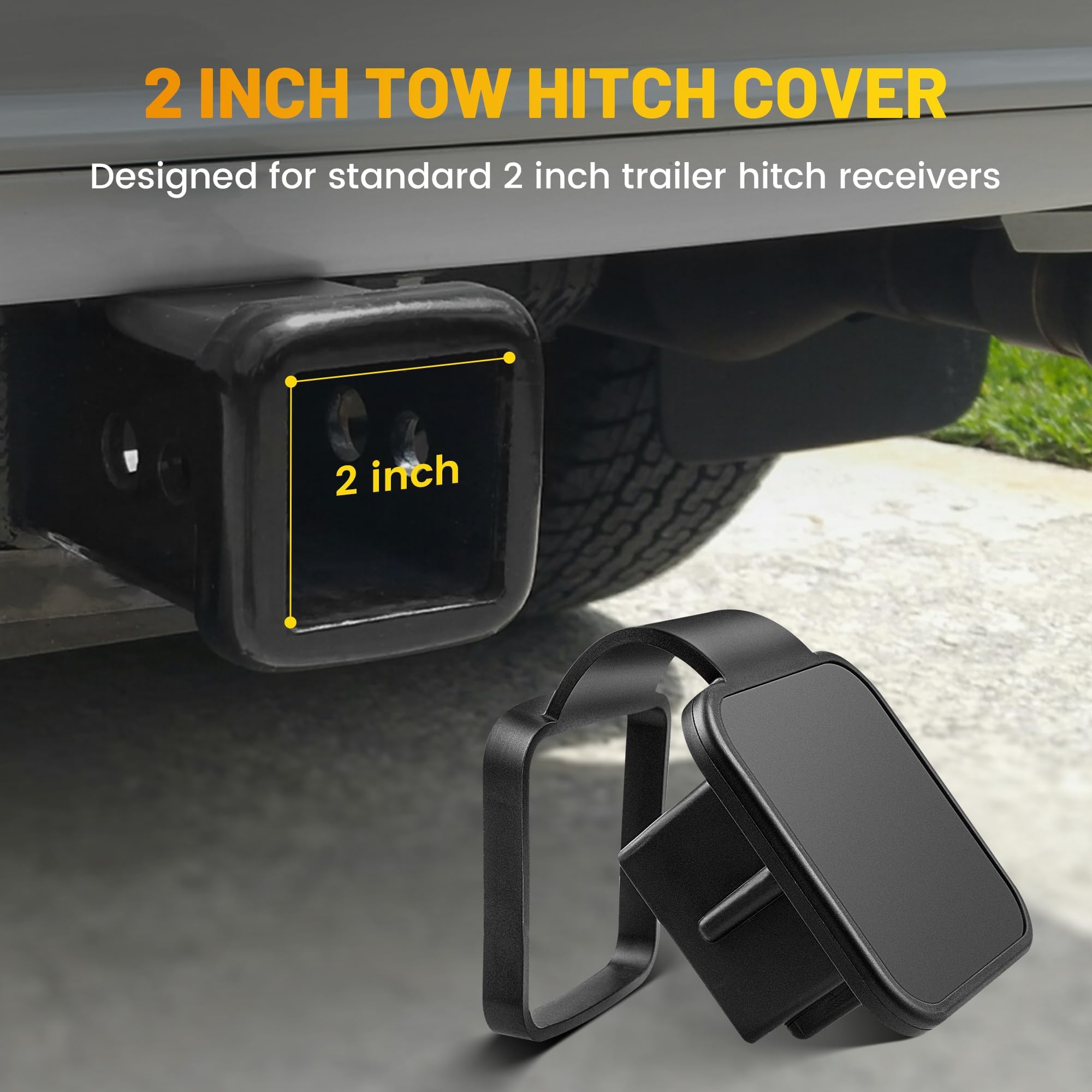 Snapklik.com : Hitch Cover, 2 Inch Trailer Tow Tube Plug For 2” Hitch ...