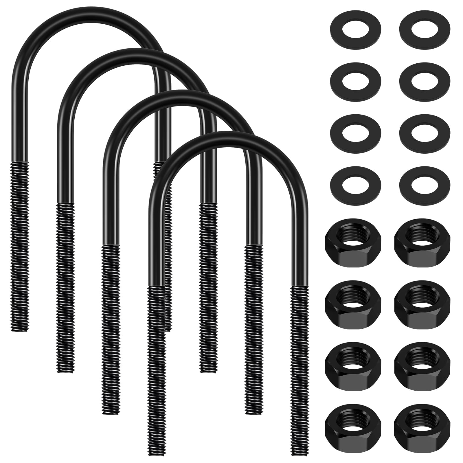 Yaocom 4 PC 1/2 Round U Bolts Zinc Plated U Bolts 3 Inch Wide U Bolt ...