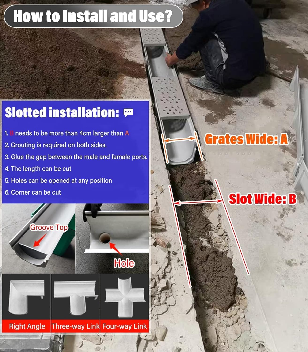 Side Concrete Driveway With Water Gutter Amazon.com: Driveway Gutter