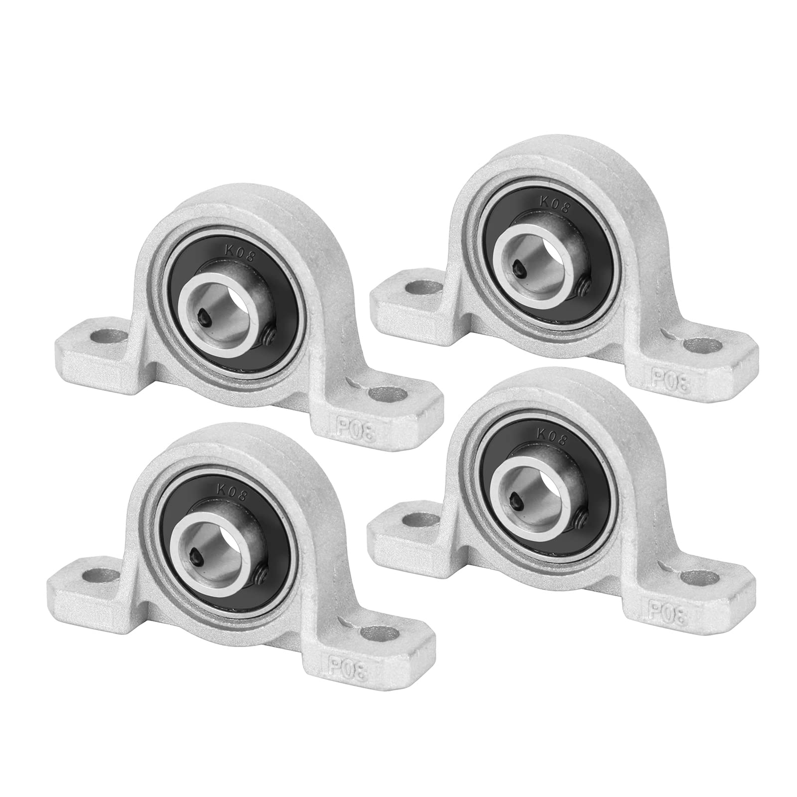 HiPicco Pillow Block Bearing, 4Pcs KP08 Flange Mounted Pillow Bearings ...