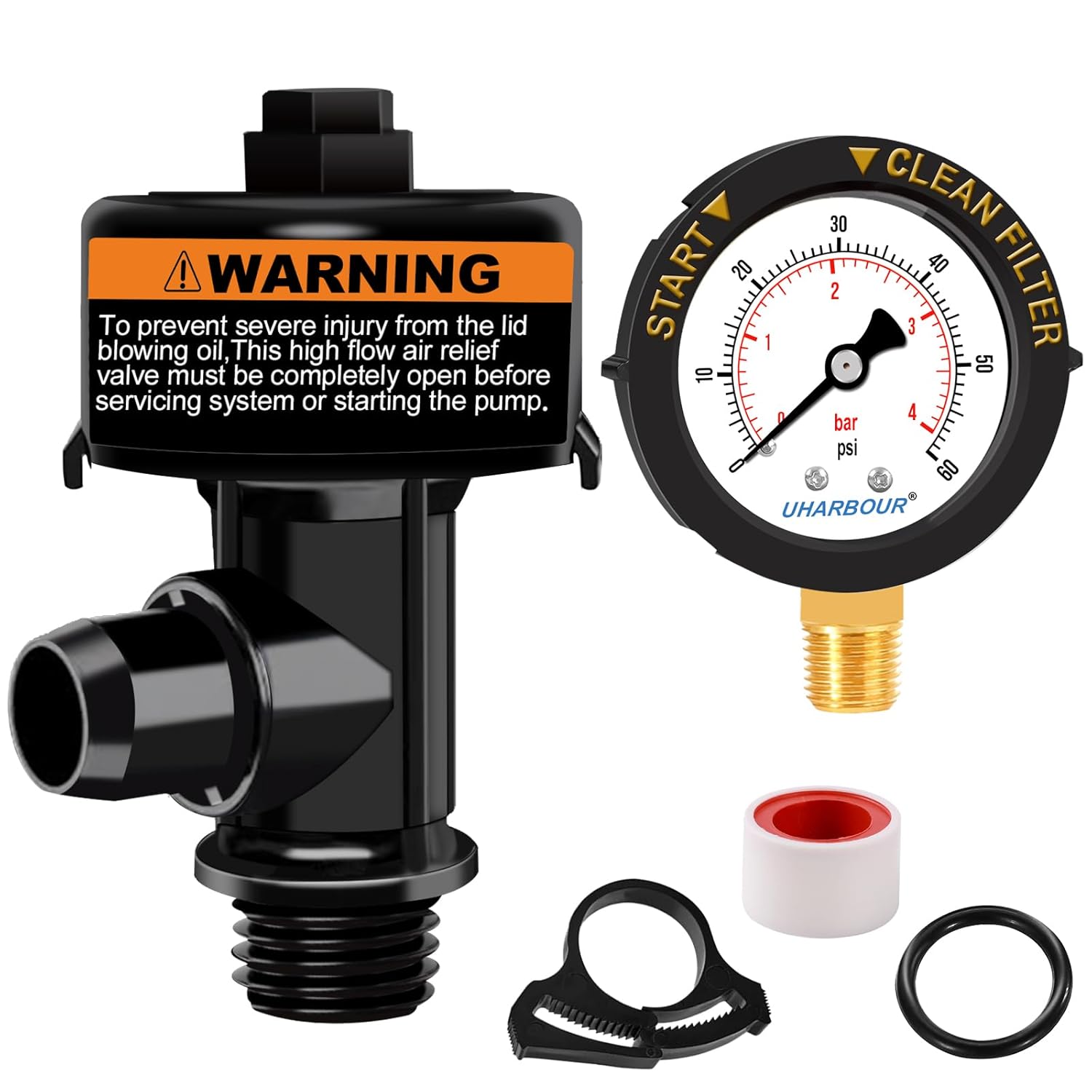 Amazon.com: Uharbour Air Relief Valve with Pool Filter Pressure Gauge ...