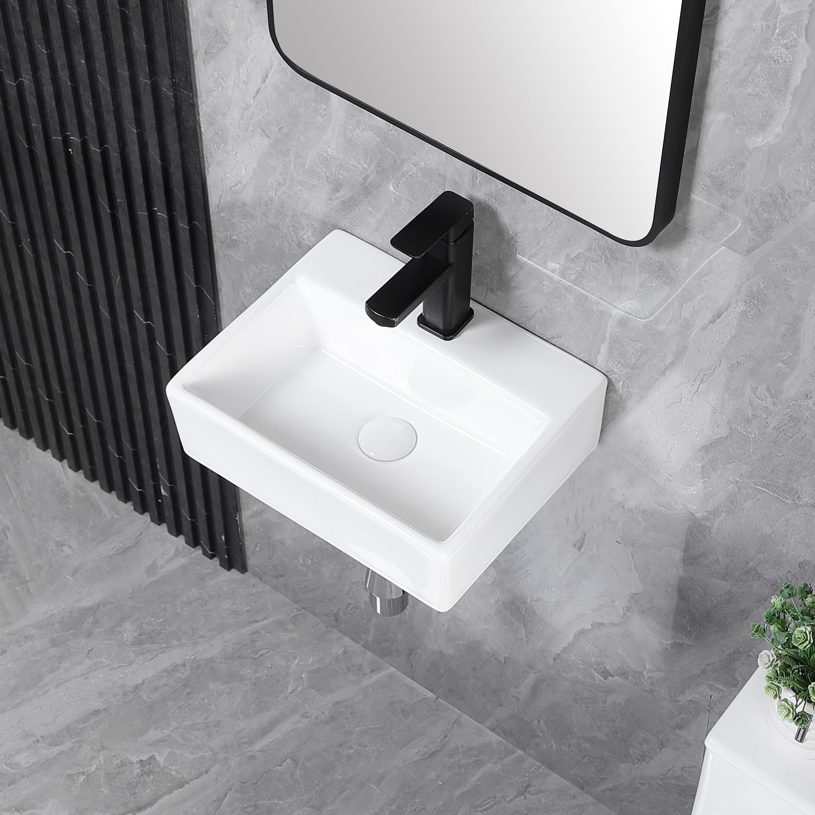 KARAMAG Small Vessel Sink 15"x12" Wall Mount Bathroom Sink Rectangular ...