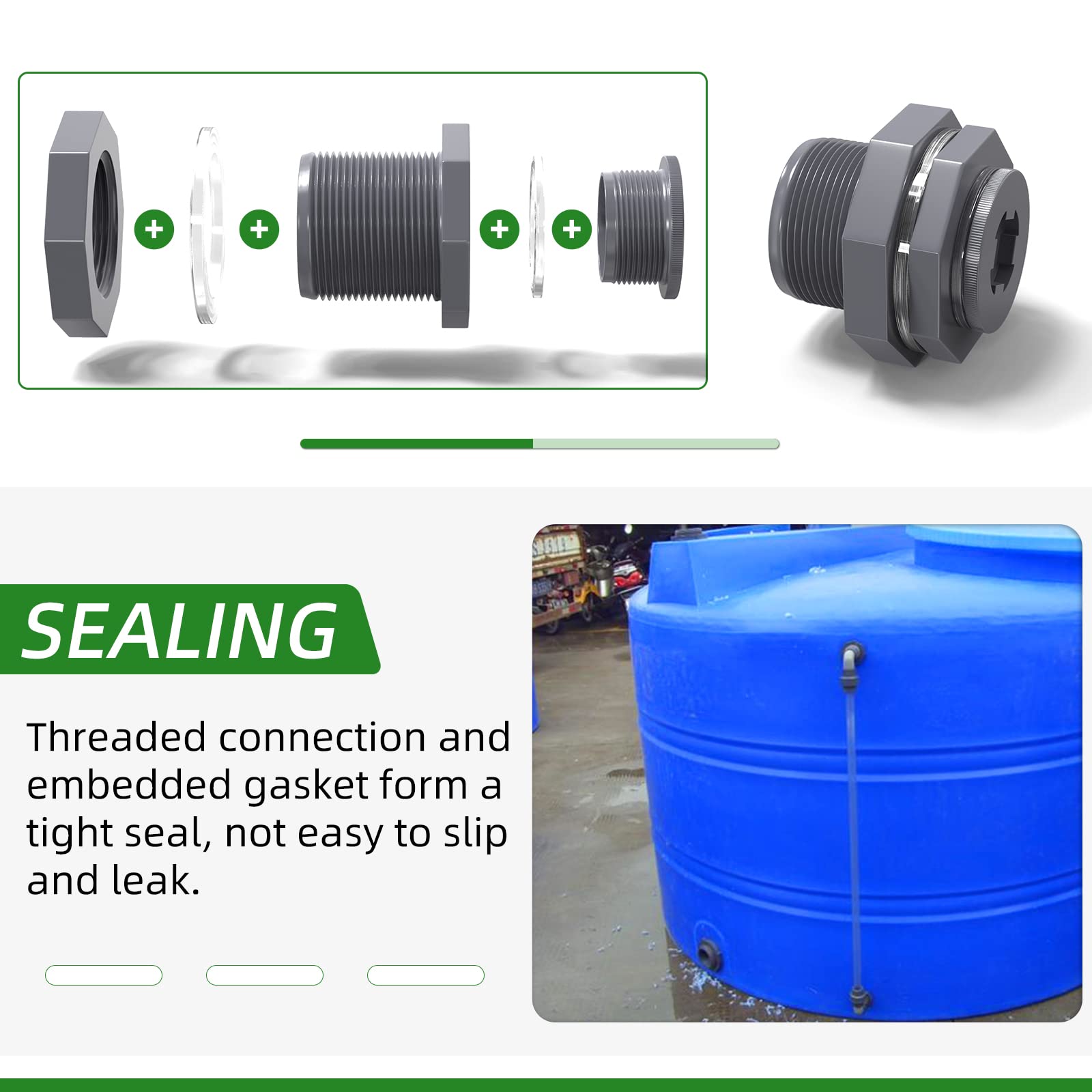 Snapklik.com : TAISHER 4PCS Black PVC 1/2 Bulkhead Tank Connector ...