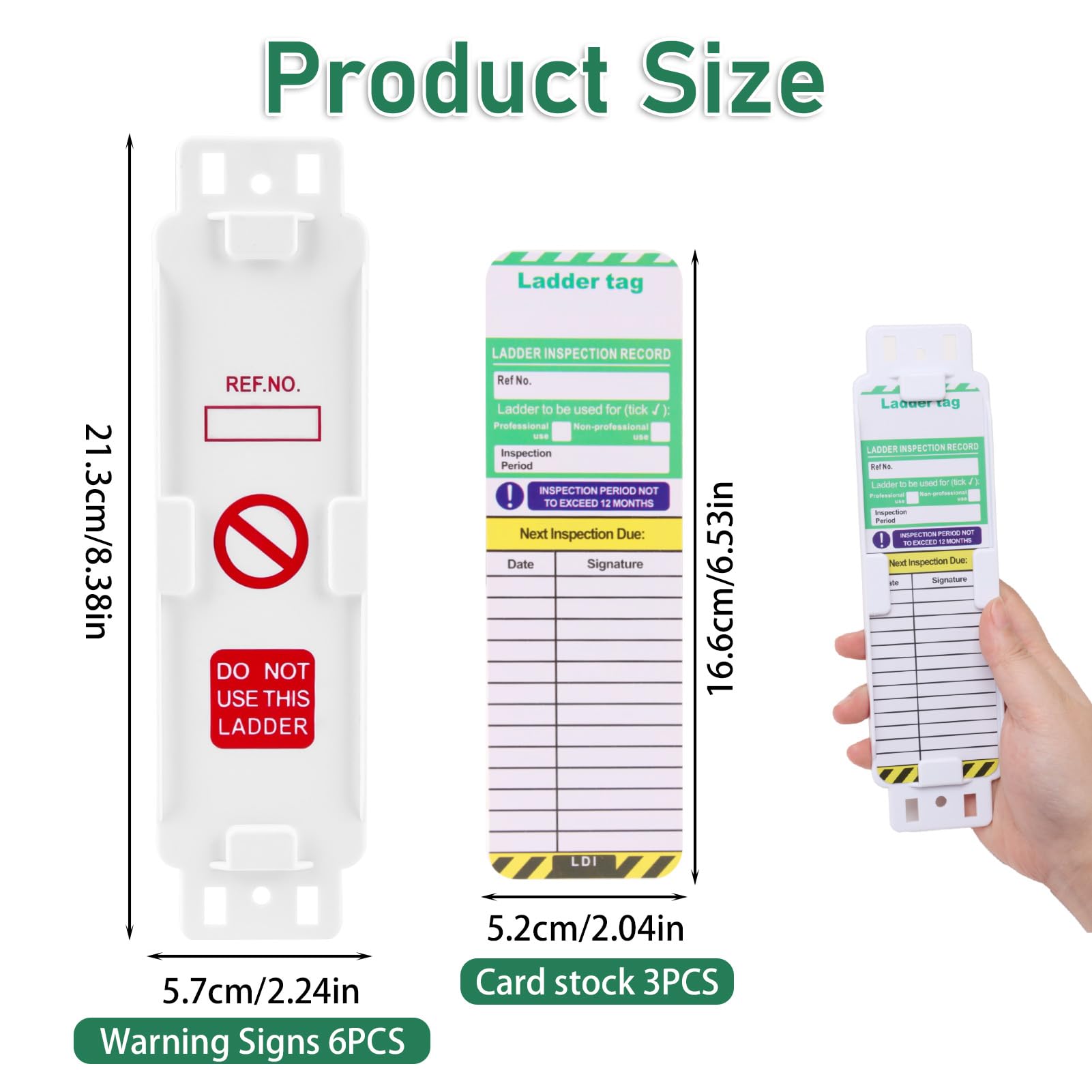 Ladder Tags Weatherproof Safety Inspection Record Kit – 3 Holders and 6 ...