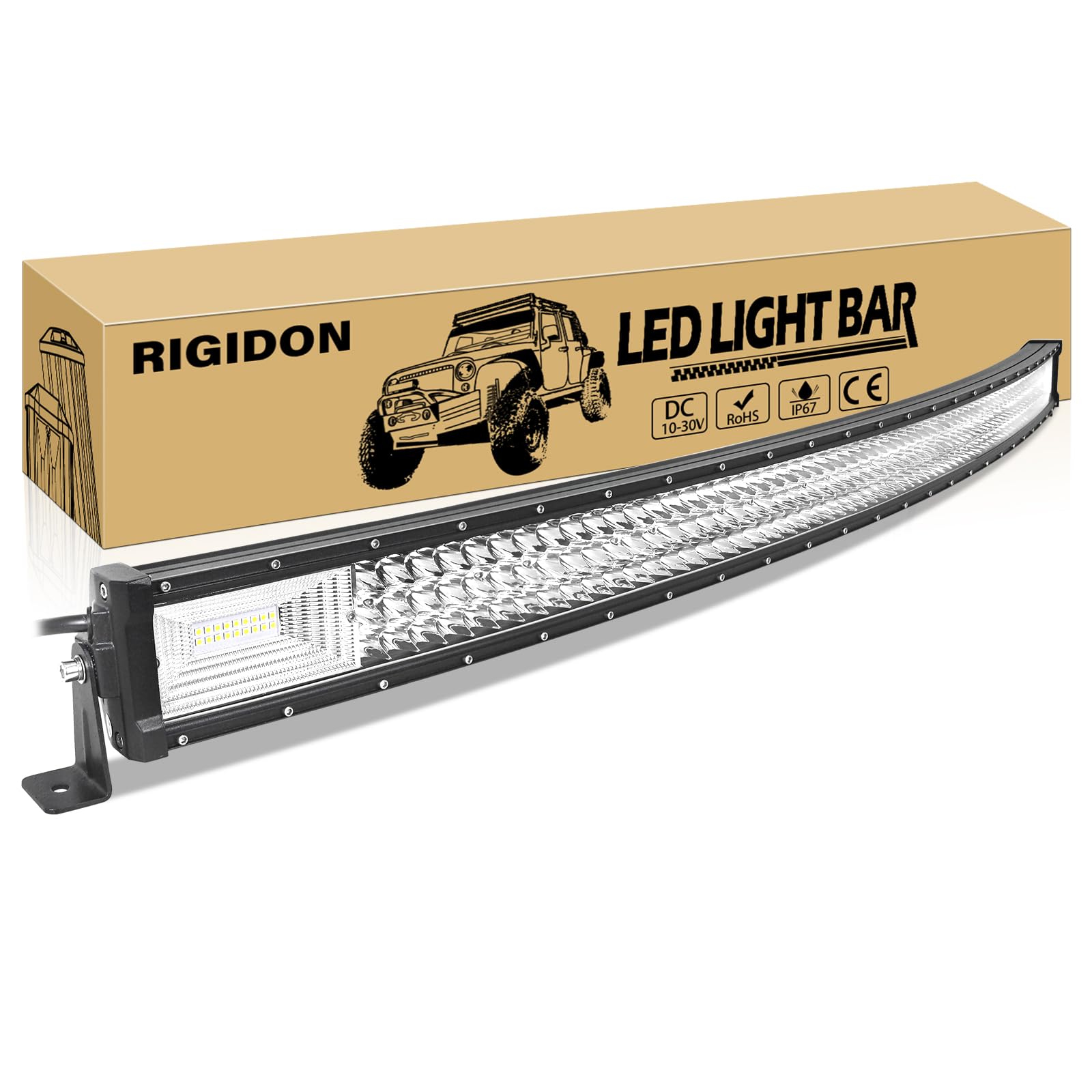 Amazon.com: RIGIDON 52 Inch 675W Curved LED Light Bar, Triple Row Flood ...