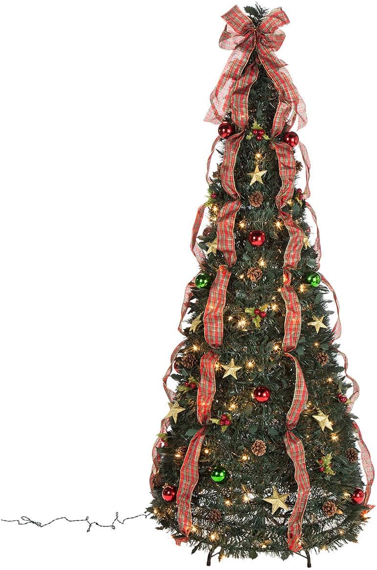 Amazon.com: 6 Ft Pop Up Christmas Tree - Pre-Lit Large Tree Easy ...
