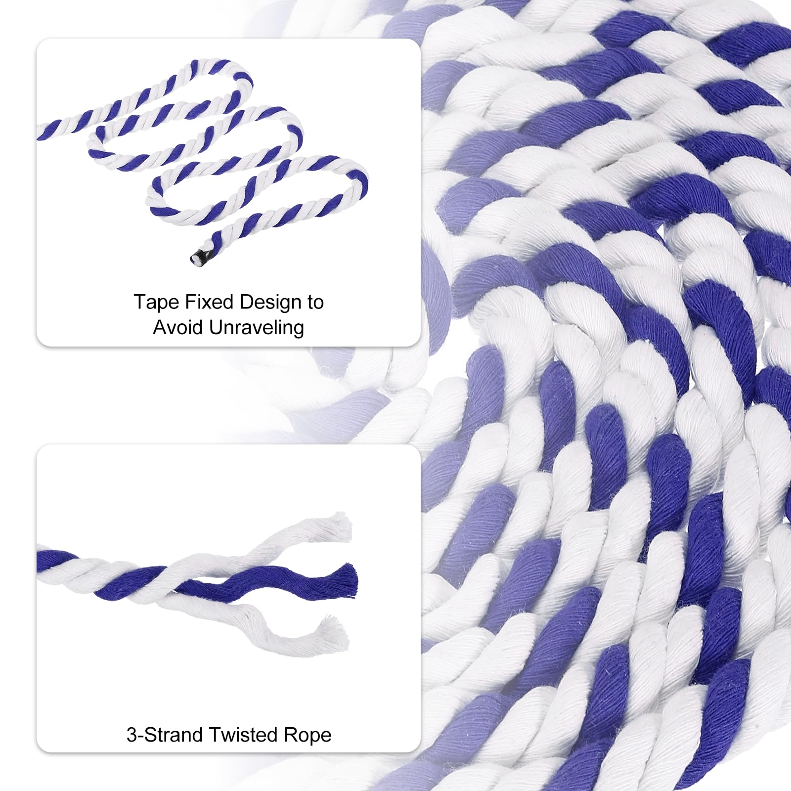 PATIKIL 1/2 Inch x 50 Feet Natural Twisted Cotton Rope, 3 Strand Tug of ...