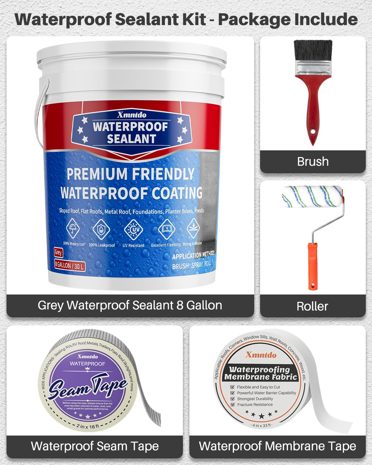 Snapklik.com : Xmntdo Polyurethane Waterproof Coating 8 Gallon - Extra ...