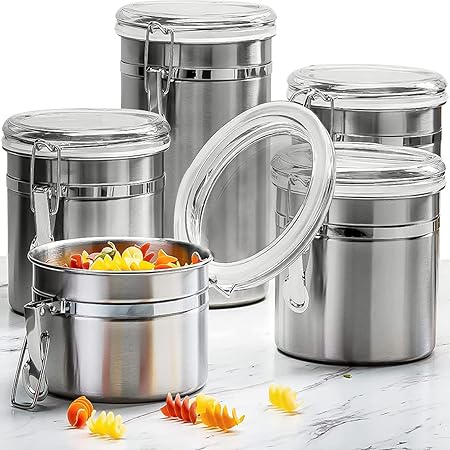 Amazon.com: Stainless Steel Airtight Canister for Kitchen, ENLOY Large ...