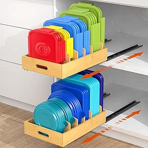 Amazon.com - Housolution Pull Out Food Container Lid Organizer with ...