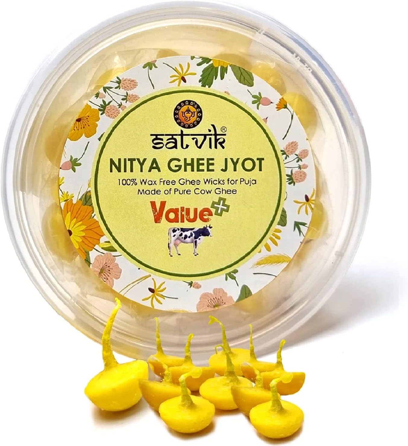 Amazon.com: Satvik Pure 50 Pc. Cow Ghee Wicks Readymade Cow Ghee Cotton ...