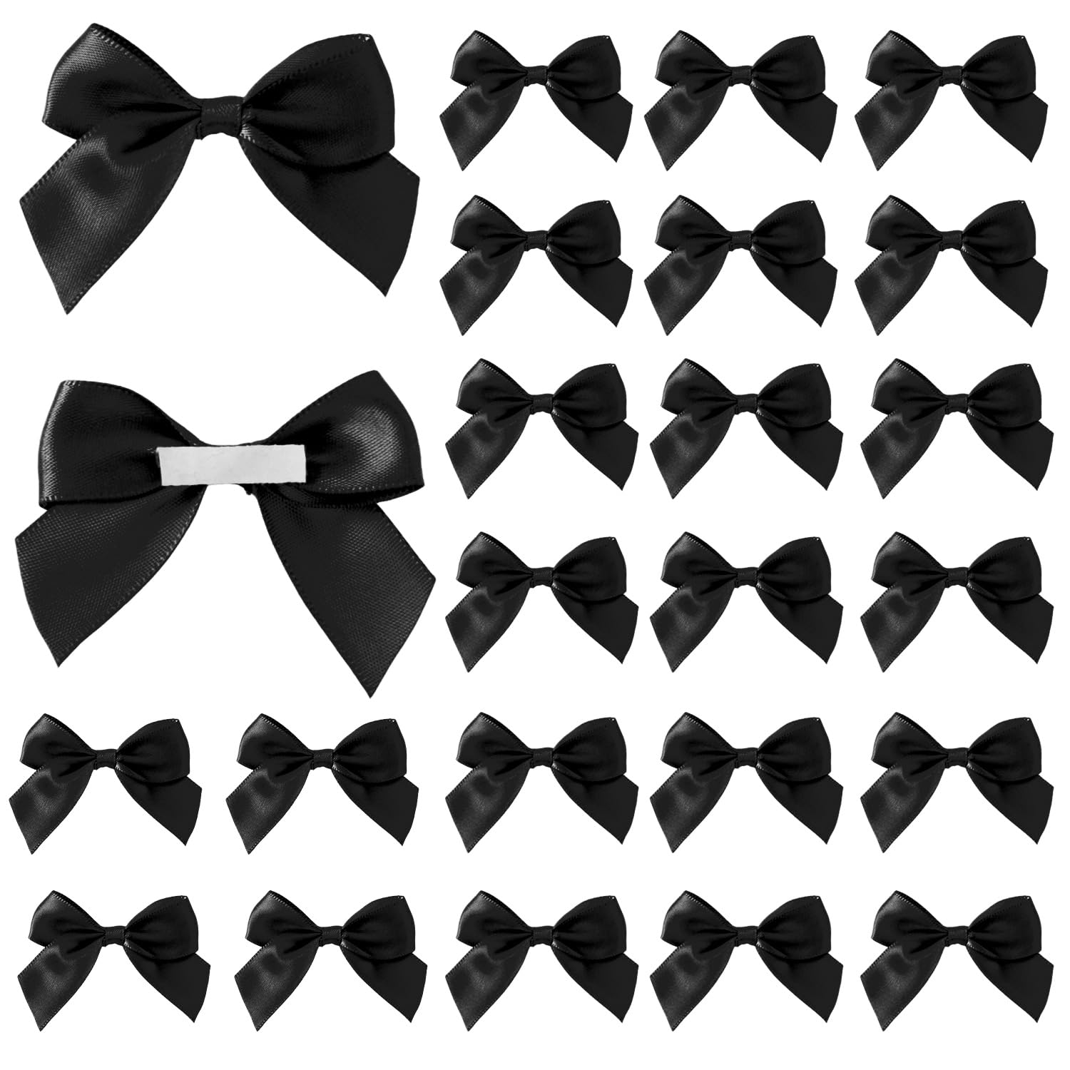 60pcs Black Satin Ribbon Bows, 2x2.5 Self-Adhesive Small Bow with ...