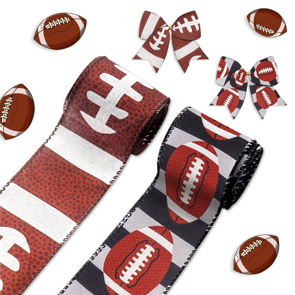 Amazon.com: Hying 2 Rolls Football Ribbons for Wreath Bows, Sports ...