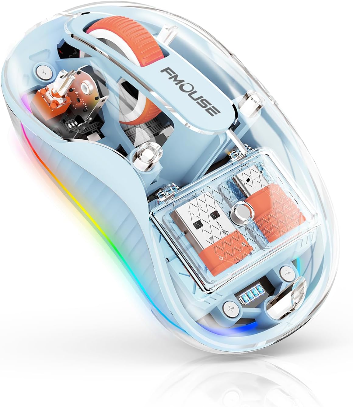 Amazon.com: FMOUSE Unique Transparent Wireless Mouse, Dual Bluetooth ...