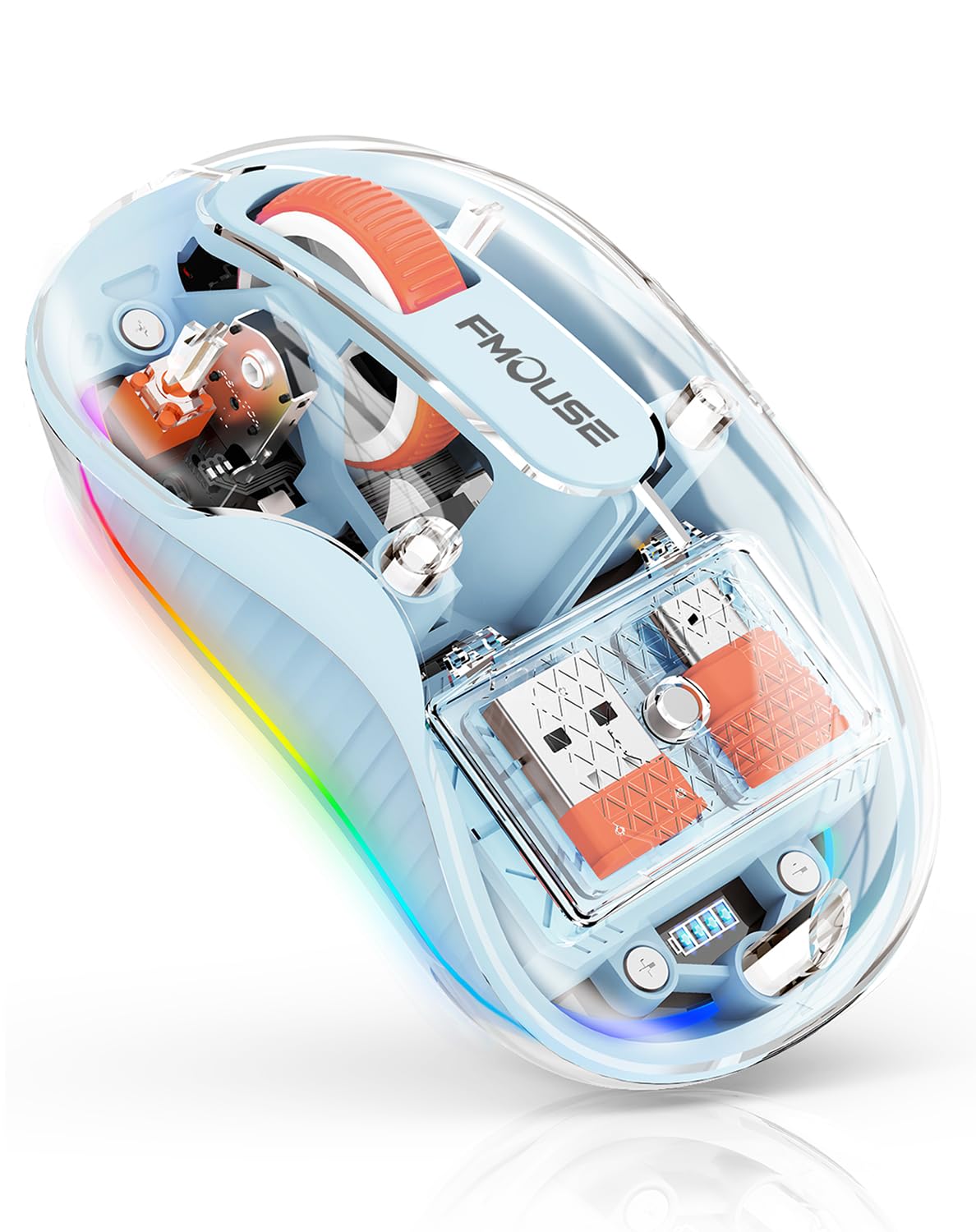 Amazon.com: FMOUSE Transparent Wireless Mouse, Dual Bluetooth & 2.4GHz ...