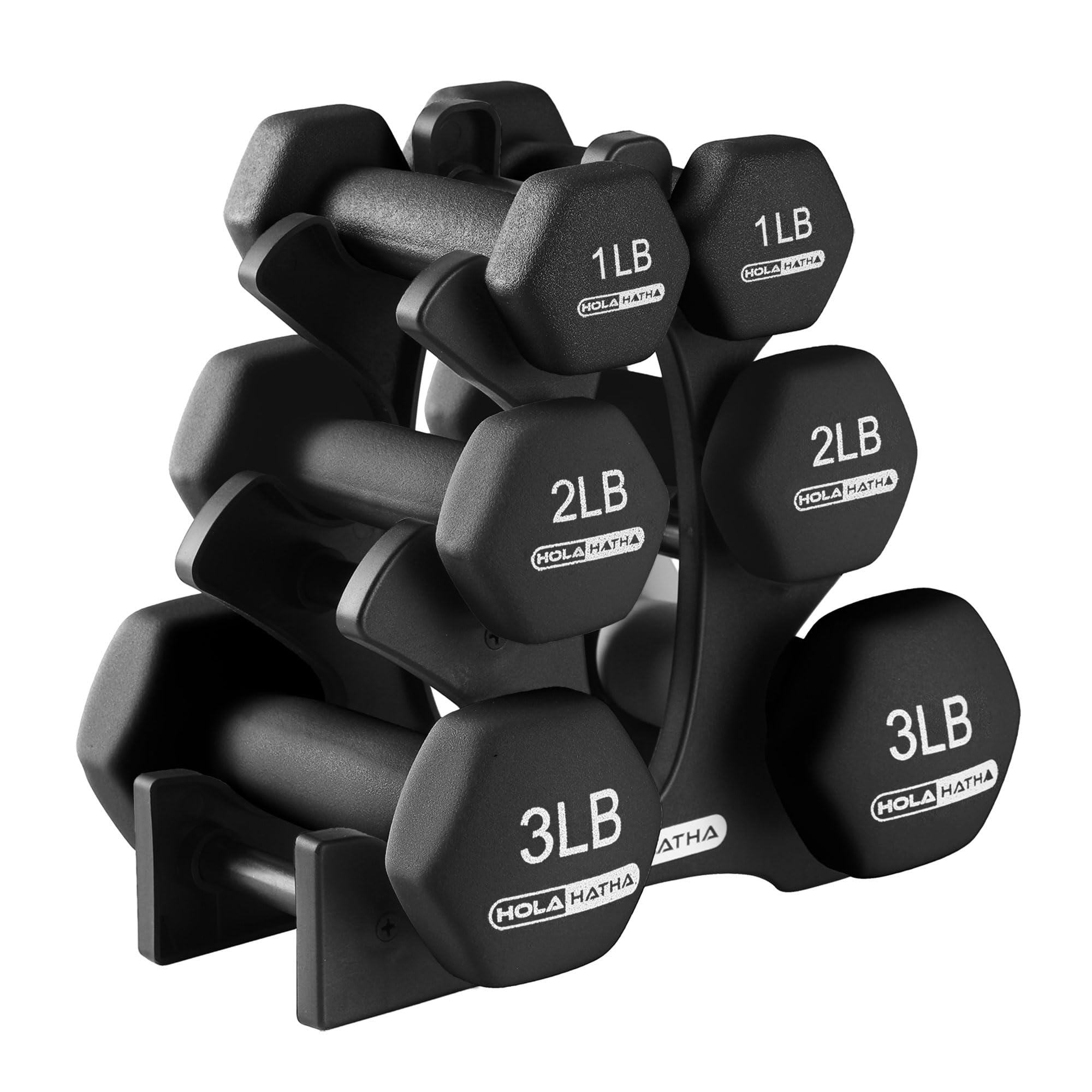 Snapklik.com : HolaHatha 1, 2, And 3 Pound Neoprene Dumbbell Weight Set
