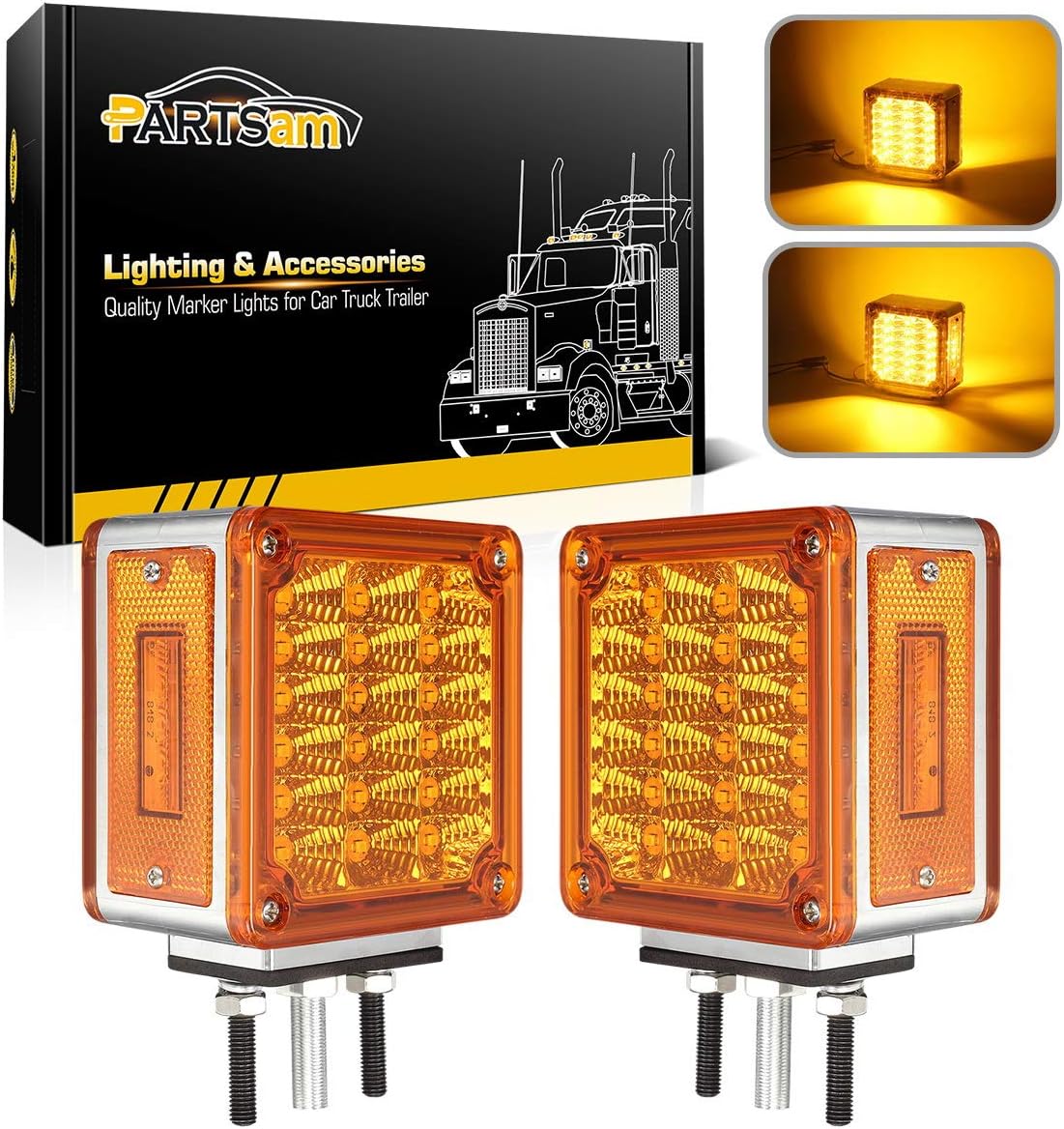 Amazon.com: NPAUTO 5pcs Freightliner Cab Lights 6 LED Amber Roof Top ...