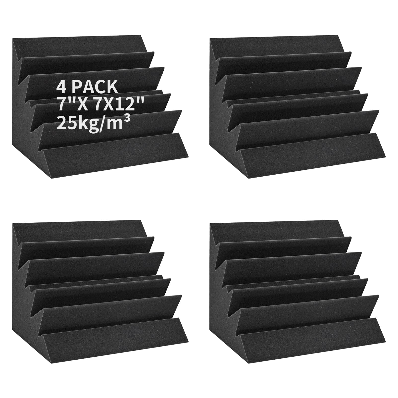 Snapklik.com : Saiqiang 4 Pack Bass Traps Acoustic Foam Corner 7 X 7 X 12