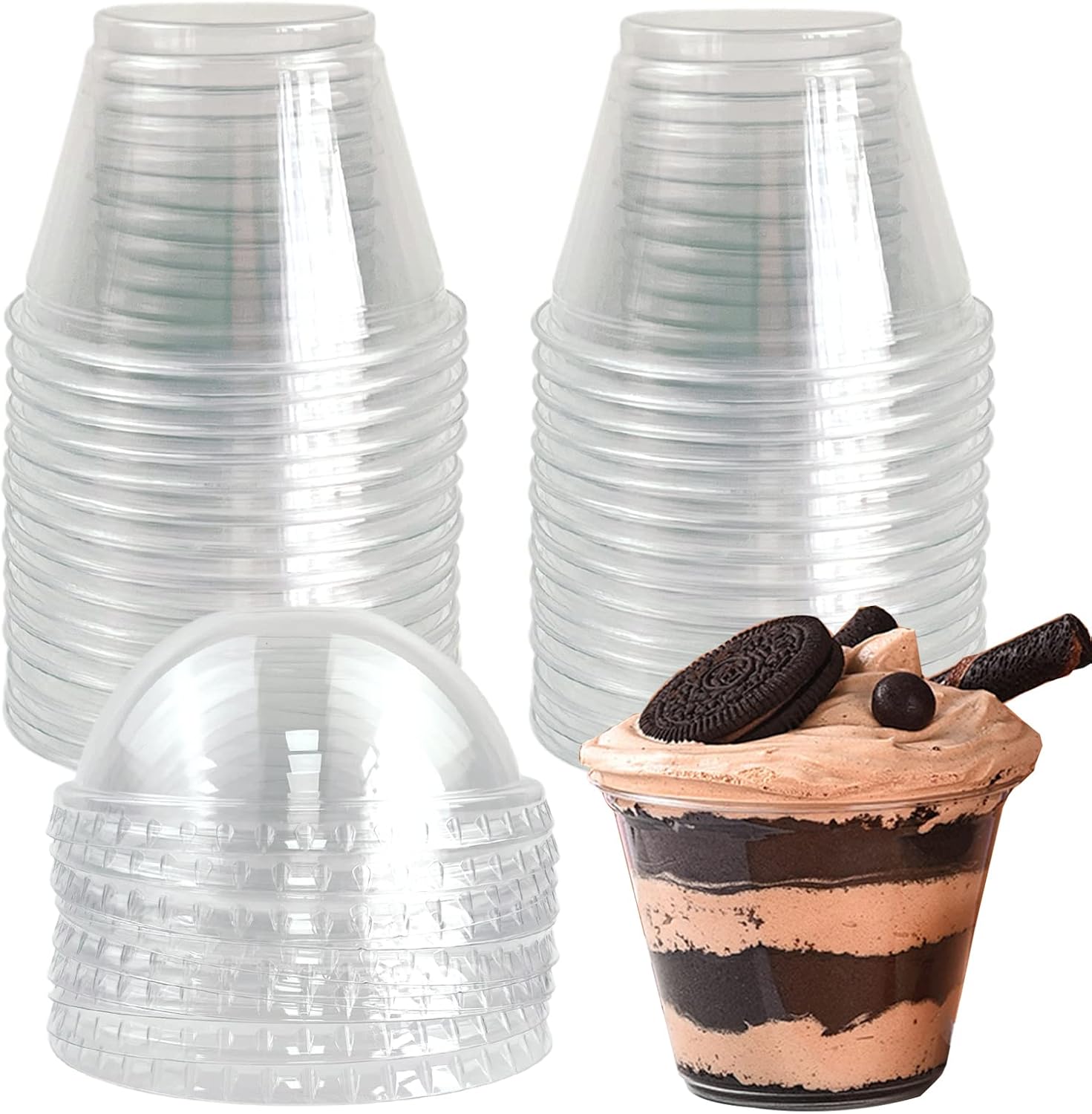 Amazon.com: 50 Pack Disposable Dessert Cups, Clear Plastic Cups with ...