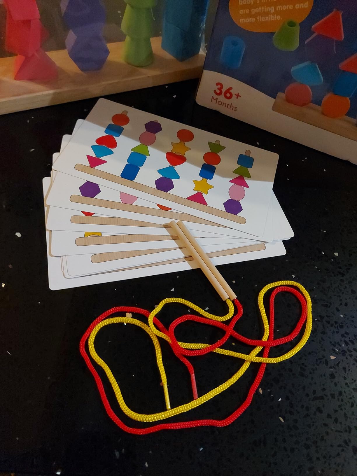 JUSTWOOD Wooden Sorting & Stacking Toys Montessori Bead Sequencing ...