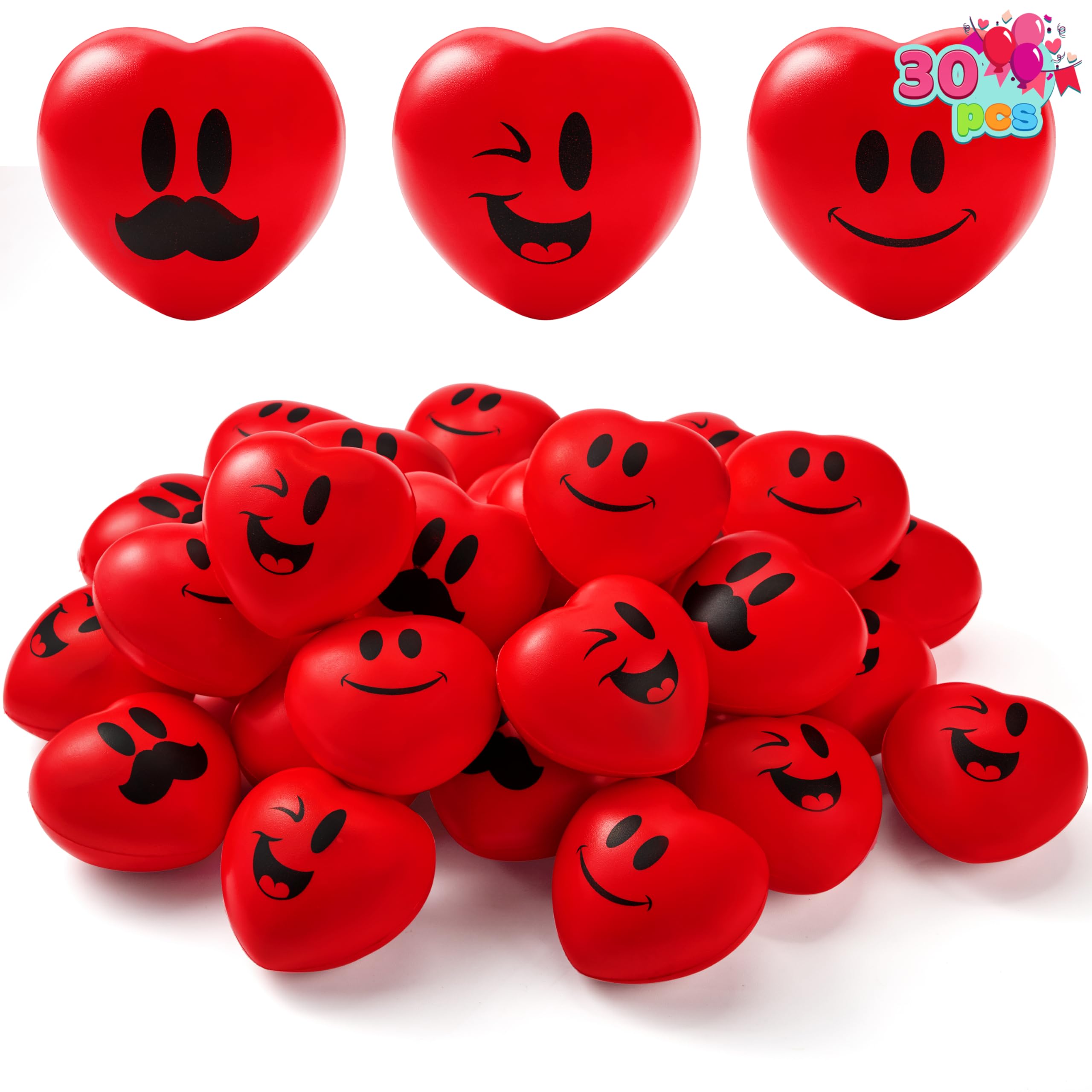 Amazon.com: JOYIN 30 PCS Valentines Day Heart Shaped squishy toy Ball ...