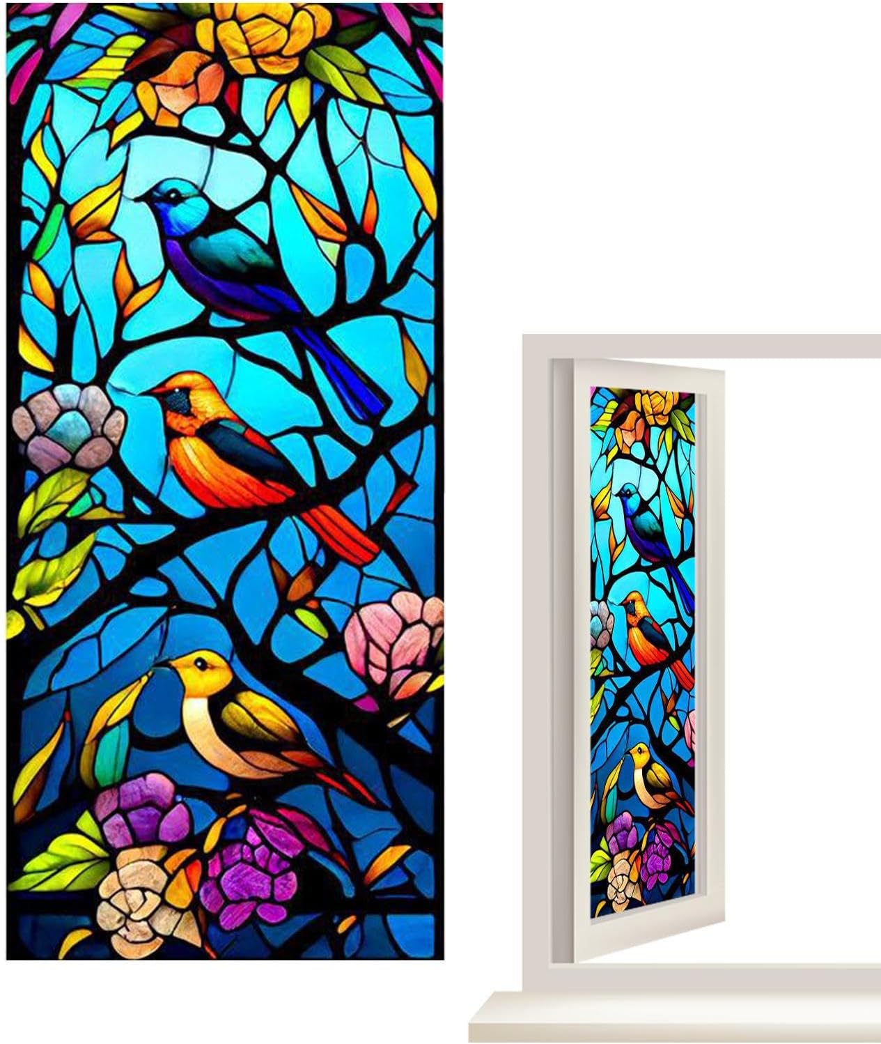 Static Glass Window Sticker, Colorful Draw Film, Window Privacy Clings ...