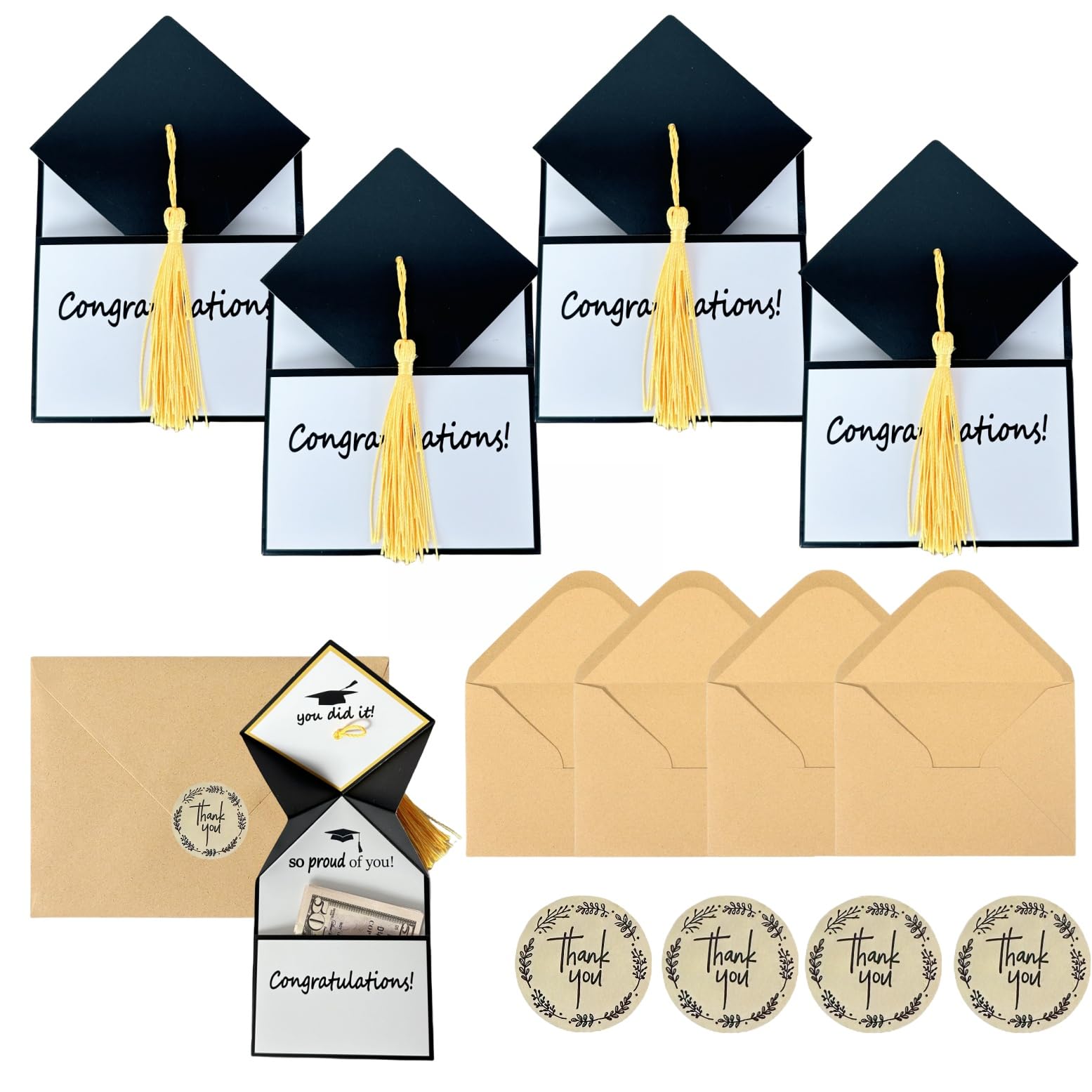 Kapoorowkapoorow 4pcs Graduation Card 2024 High School Graduation Gifts ...
