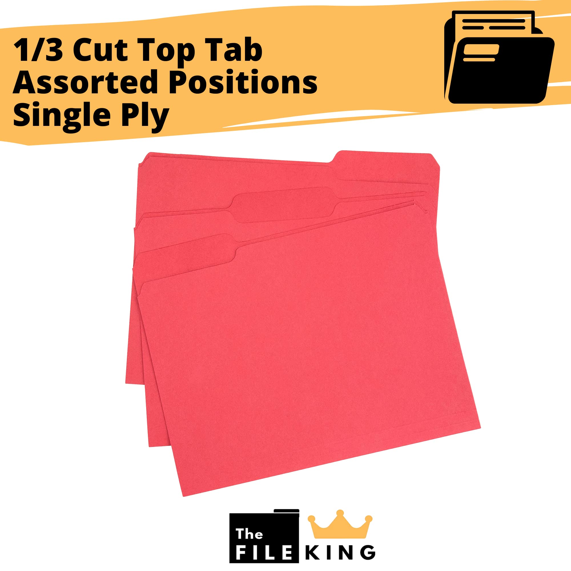 Snapklik.com : 1/3 Cut Red File Folders Letter Size - 100 Pack Colored ...