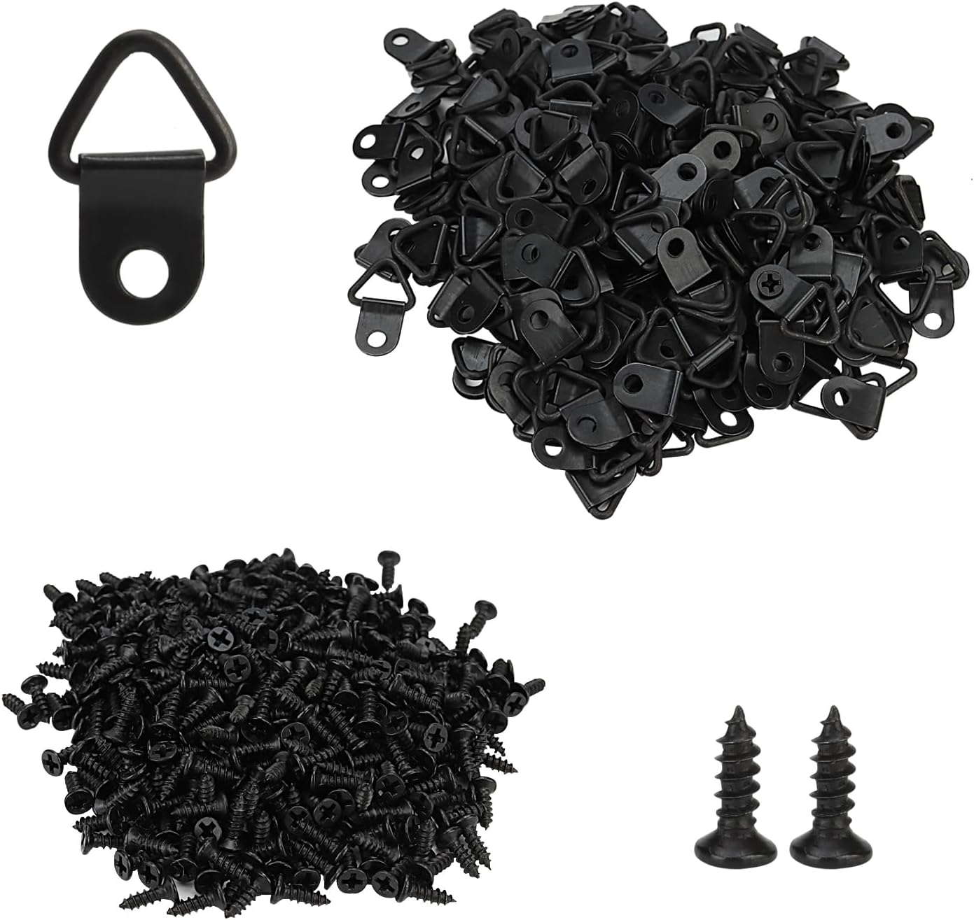 100 Pieces Small Triangle Ring Steel Picture Hangers with 100 Pieces ...