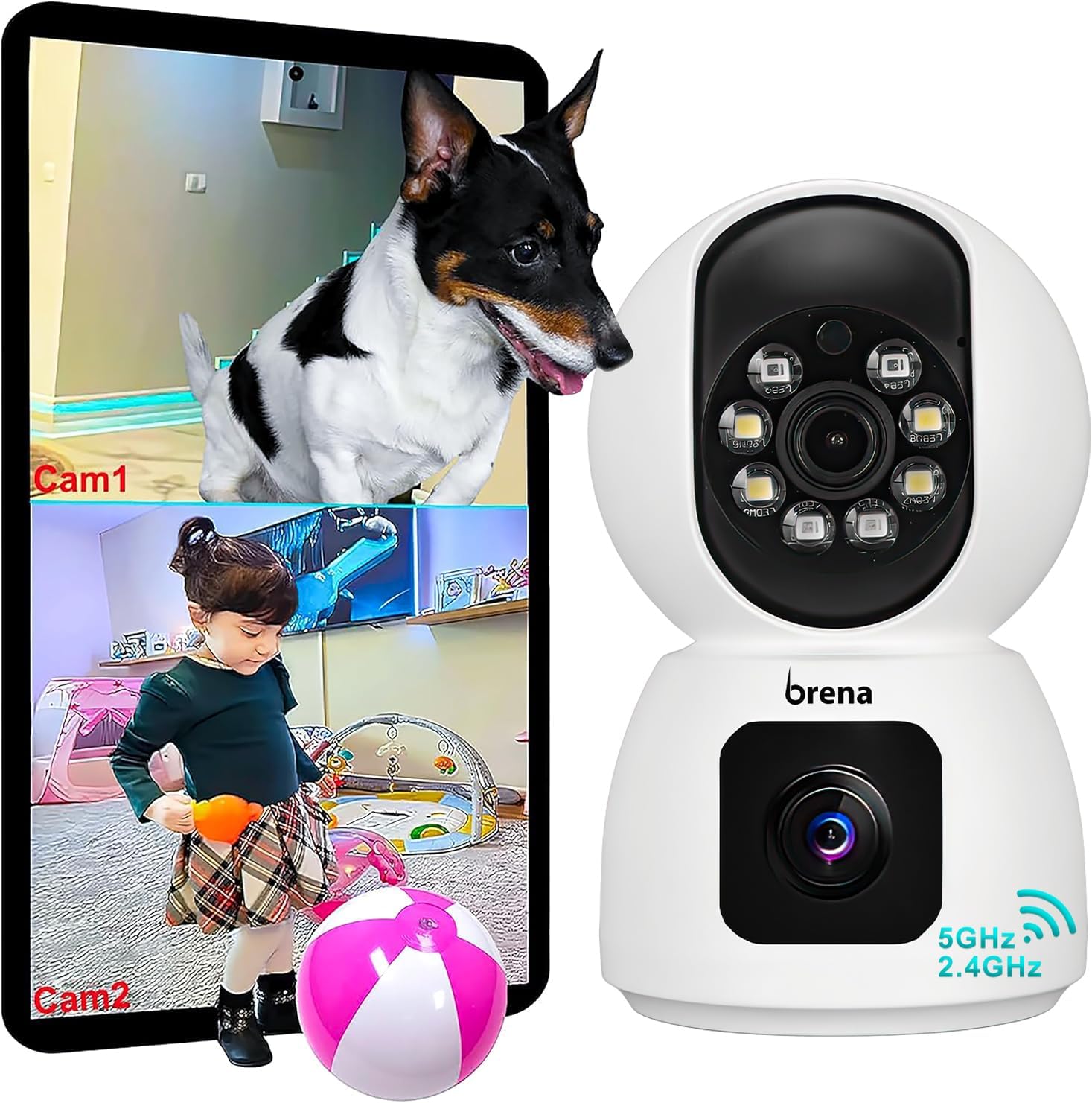 Dual Lens 2K 3MP Pet Camera with App, Security Camera, Home Baby Camera ...