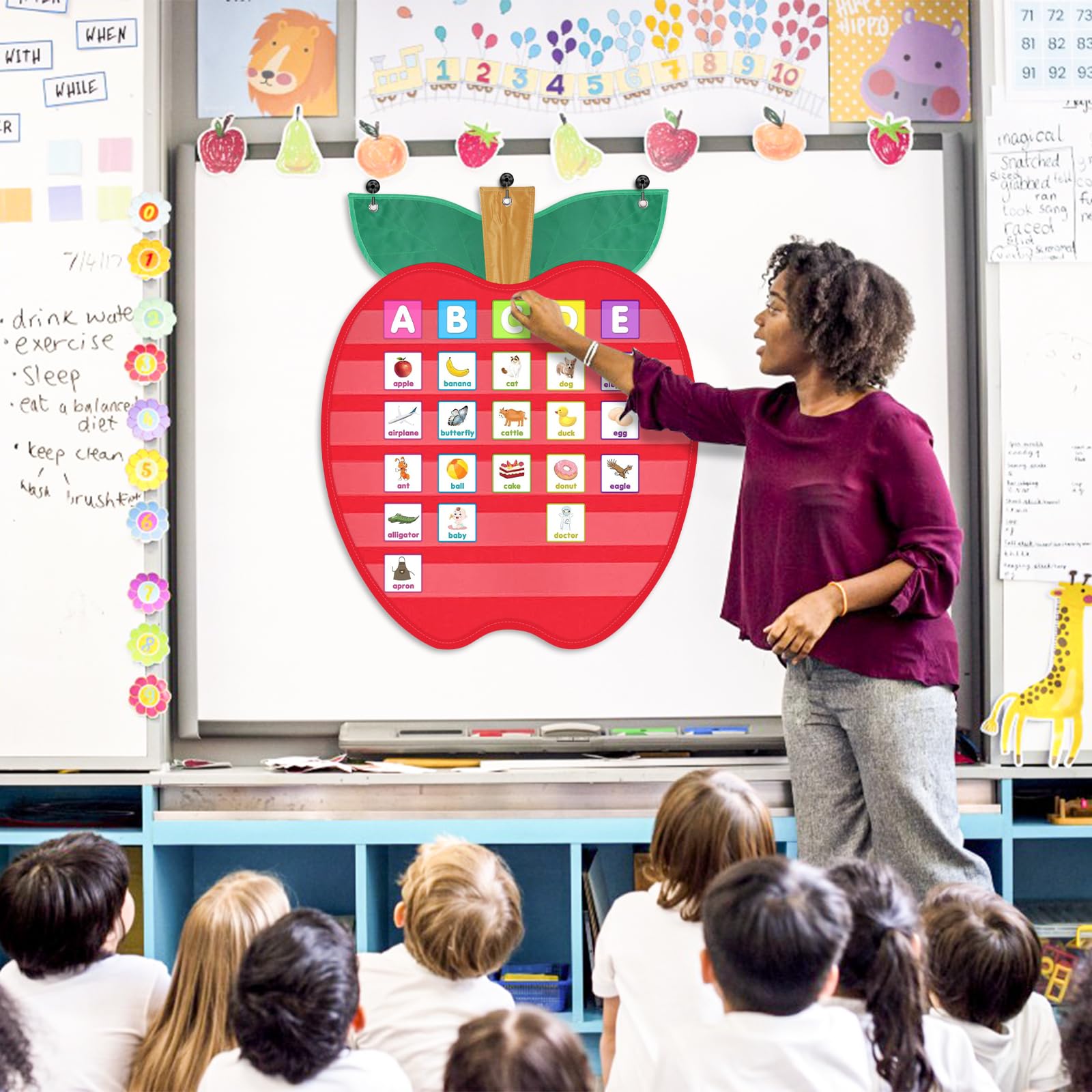 Snapklik.com : Large Pocket Chart For Classroom, 27 12x 33 78" Apple ...