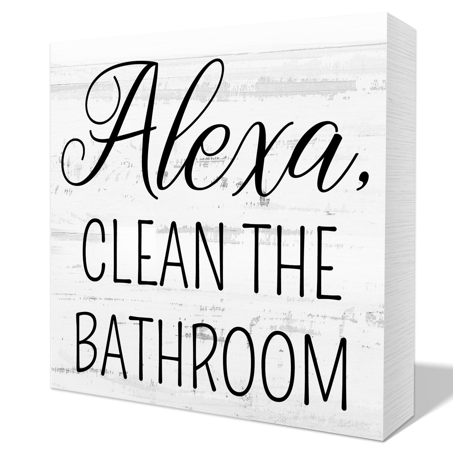 Amazon.com: Alexa,Clean the Bathroom signs- Fun Bathroom Wood Decor ...