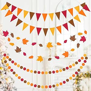 Autumn Leaf Pennant Banner for Thanksgiving Decorations, Thanks Giving ...