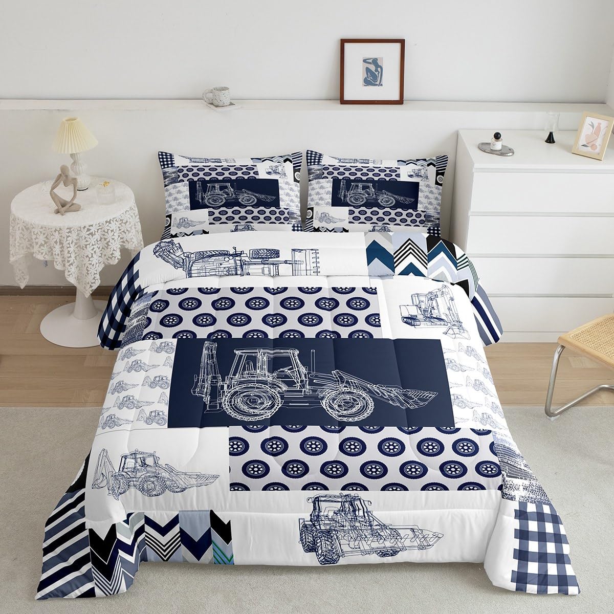 Amazon.com: Feelyou Kids Construction Comforter Set Queen Size ...